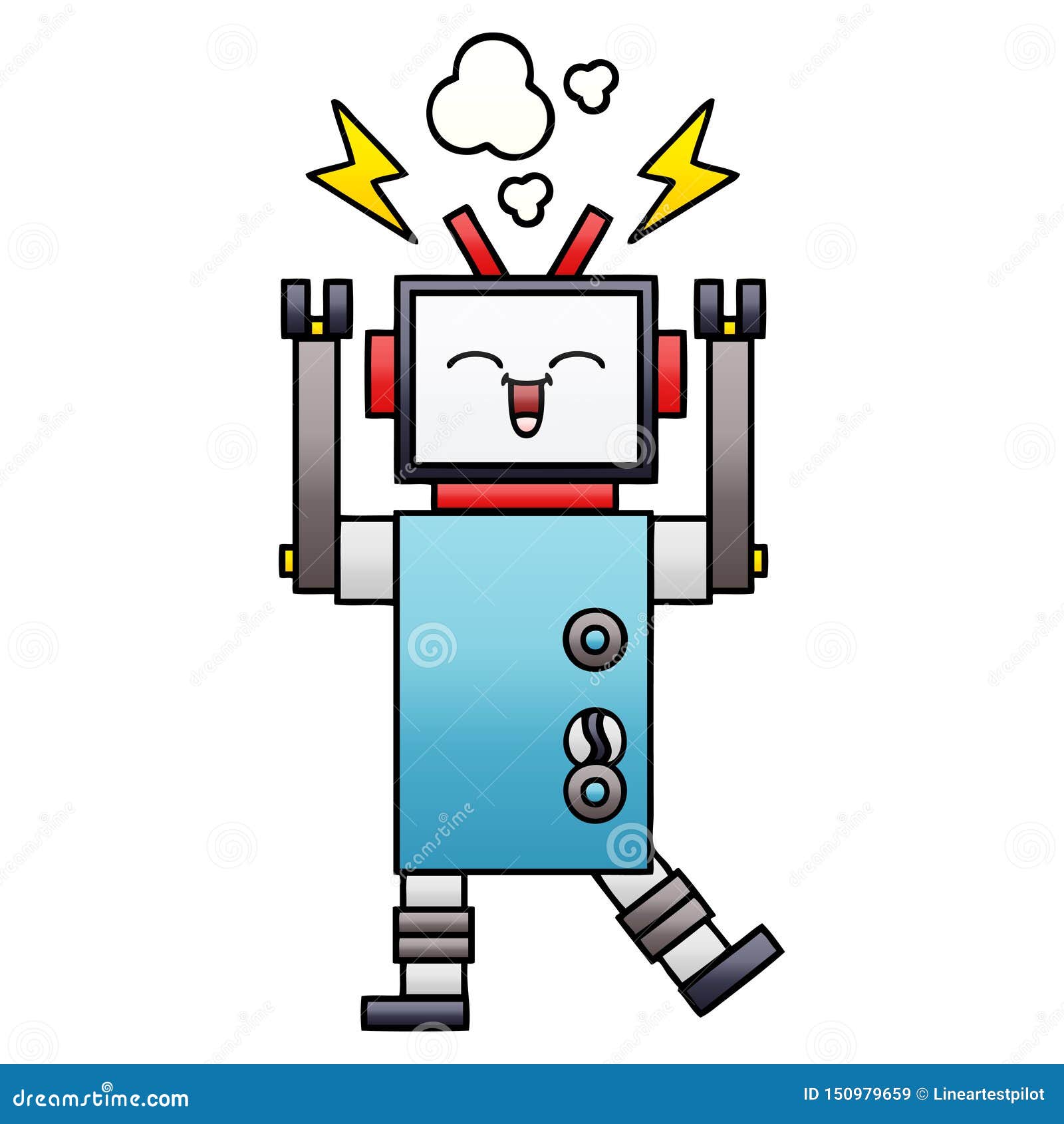 A Creative Gradient Shaded Cartoon Robot Stock Vector - Illustration of ...