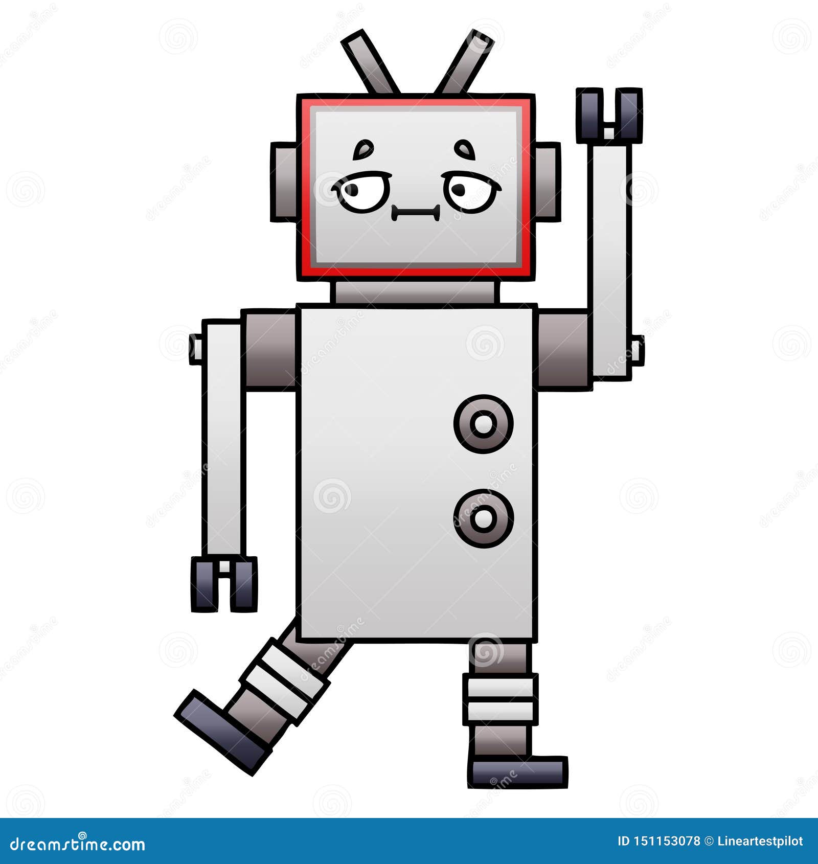 A Creative Gradient Shaded Cartoon Robot Stock Vector - Illustration of ...