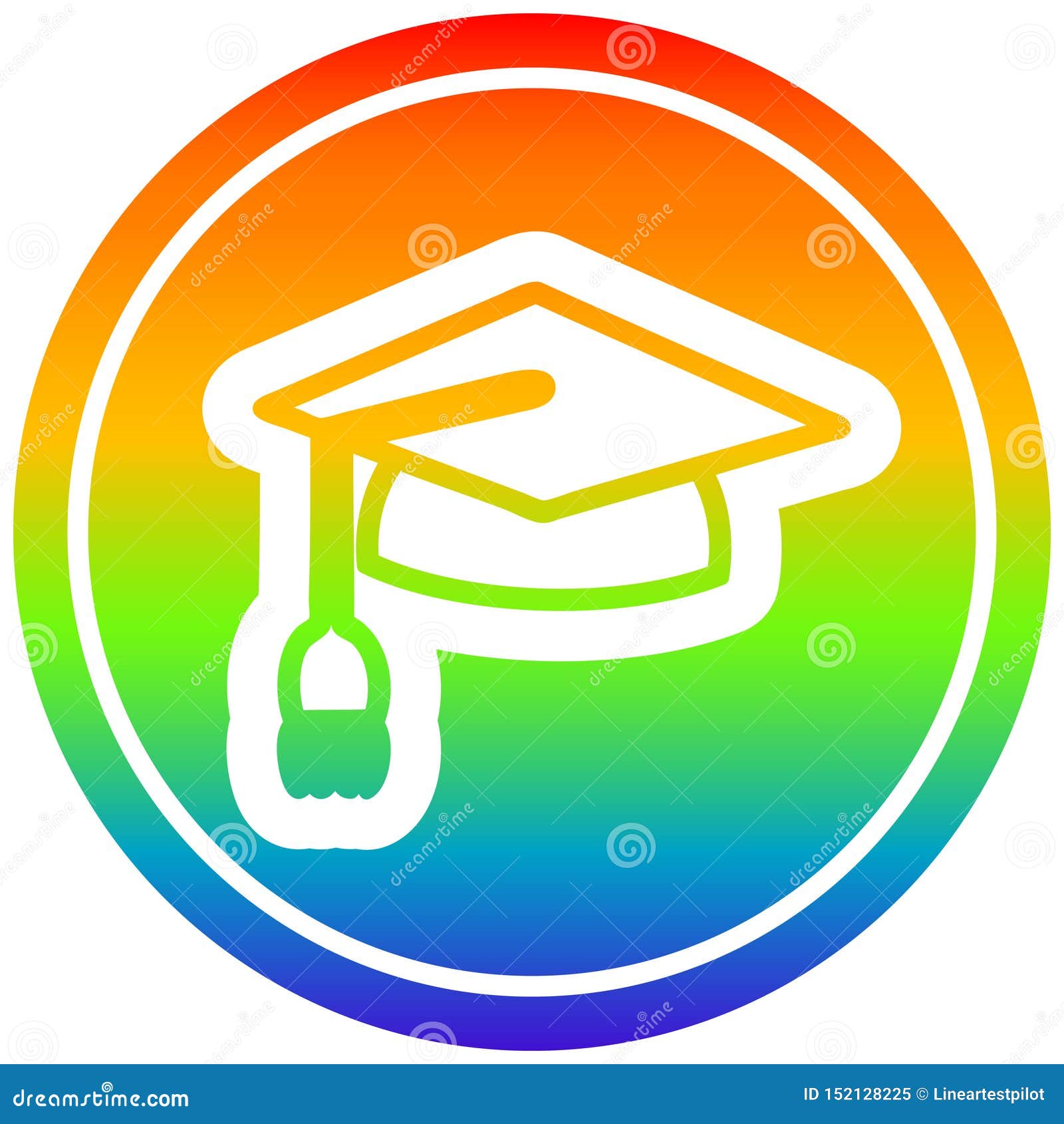 A Creative Graduation Cap Circular in Rainbow Spectrum Stock Vector ...