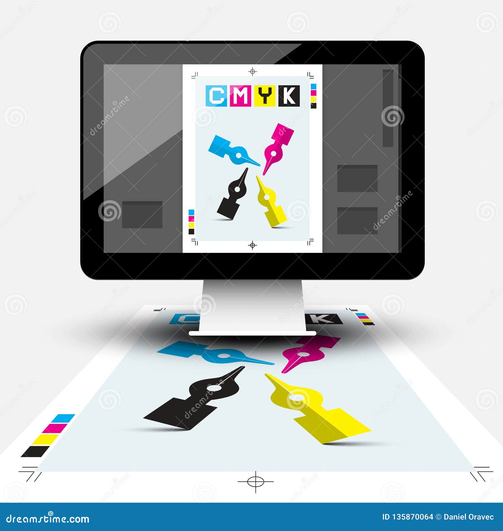 Creative Graphic Design with CMYK Print Document Stock Vector ...