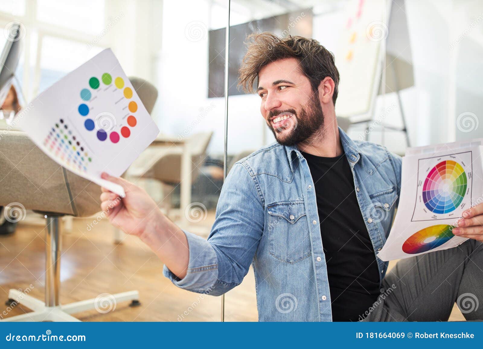 Creative Graphic Designer Man with Color Wheel Stock Image - Image of ...