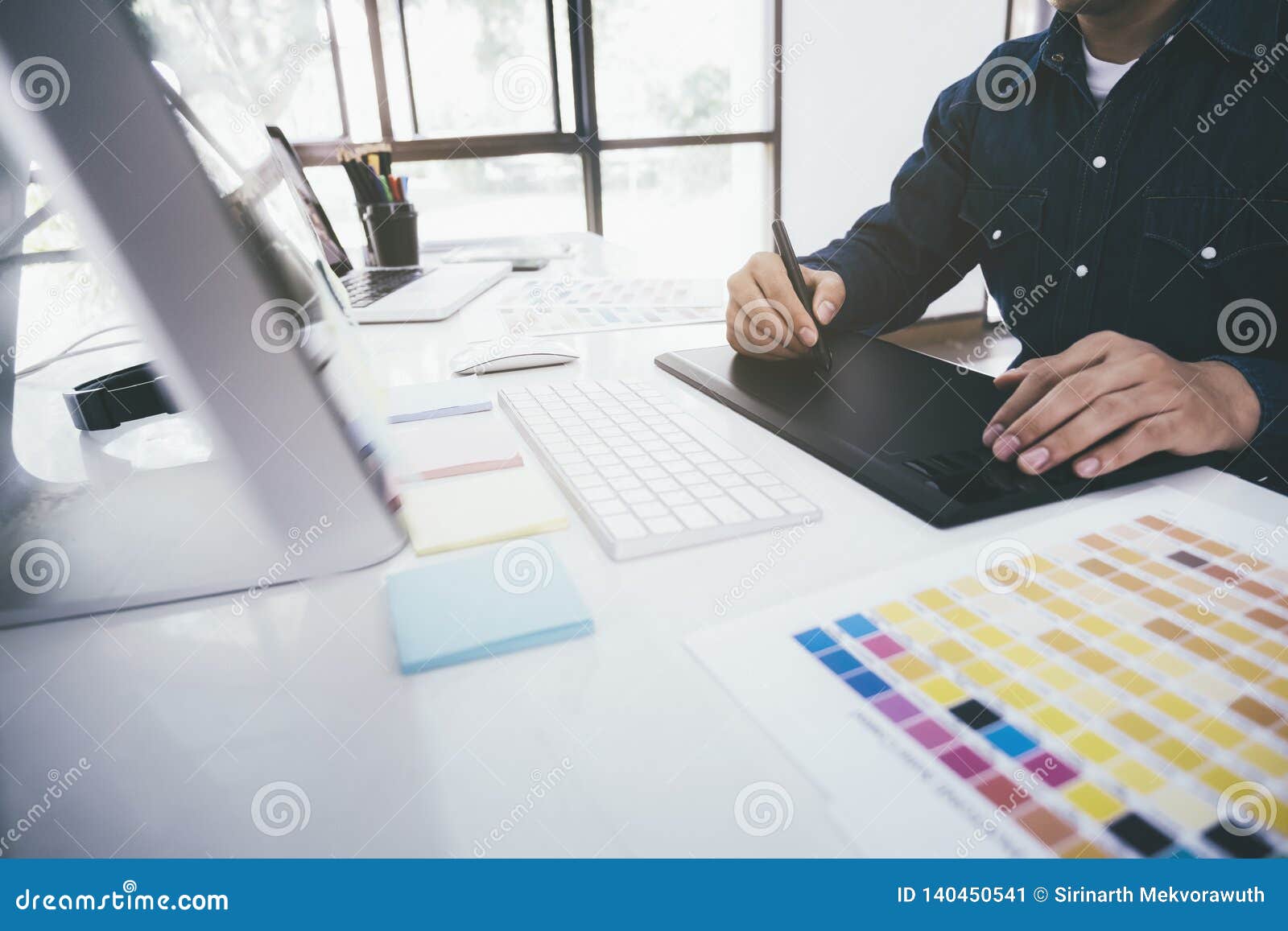 Creative Graphic Designer Using Graphics Tablet Stock Image - Image of ...