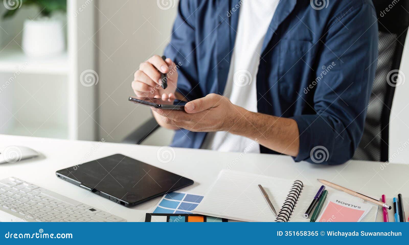 Creative Graphic Designer Working in Modern Design Studio with Digital ...
