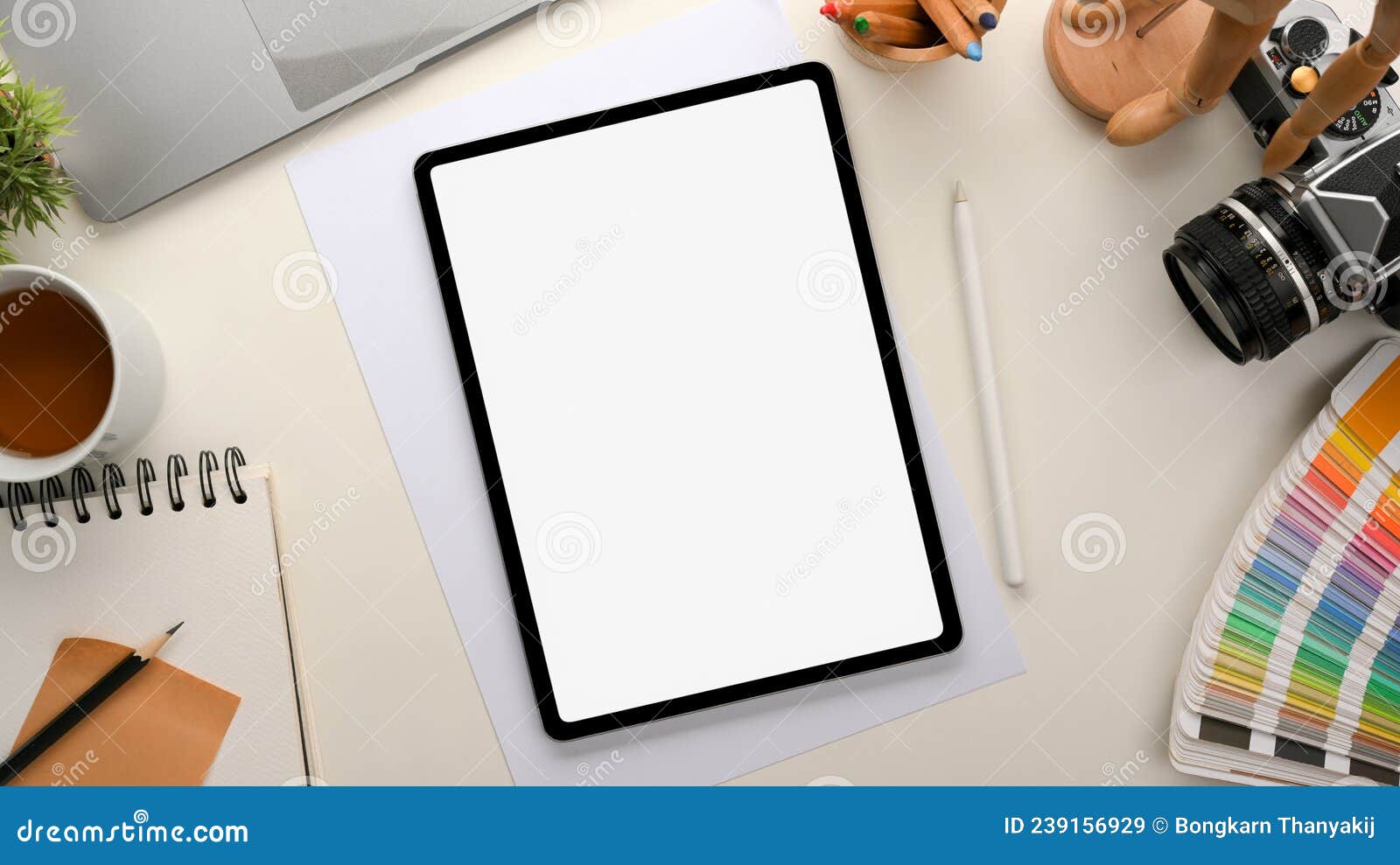 Creative Graphic Designer Workspace with Wireless Touchpad Computer ...