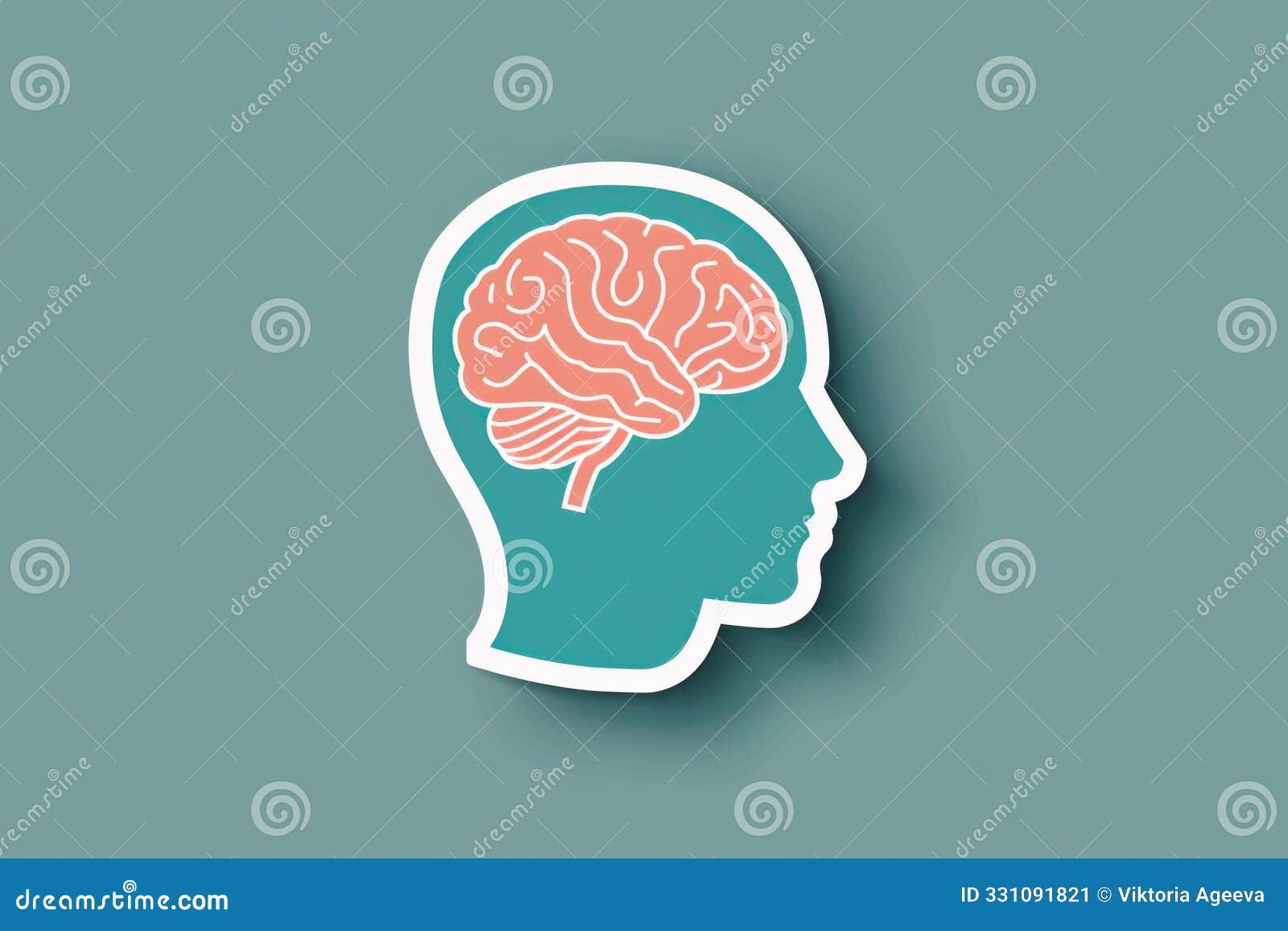 Illustration of a Human Head Silhouette with a Pink Brain Inside on a ...