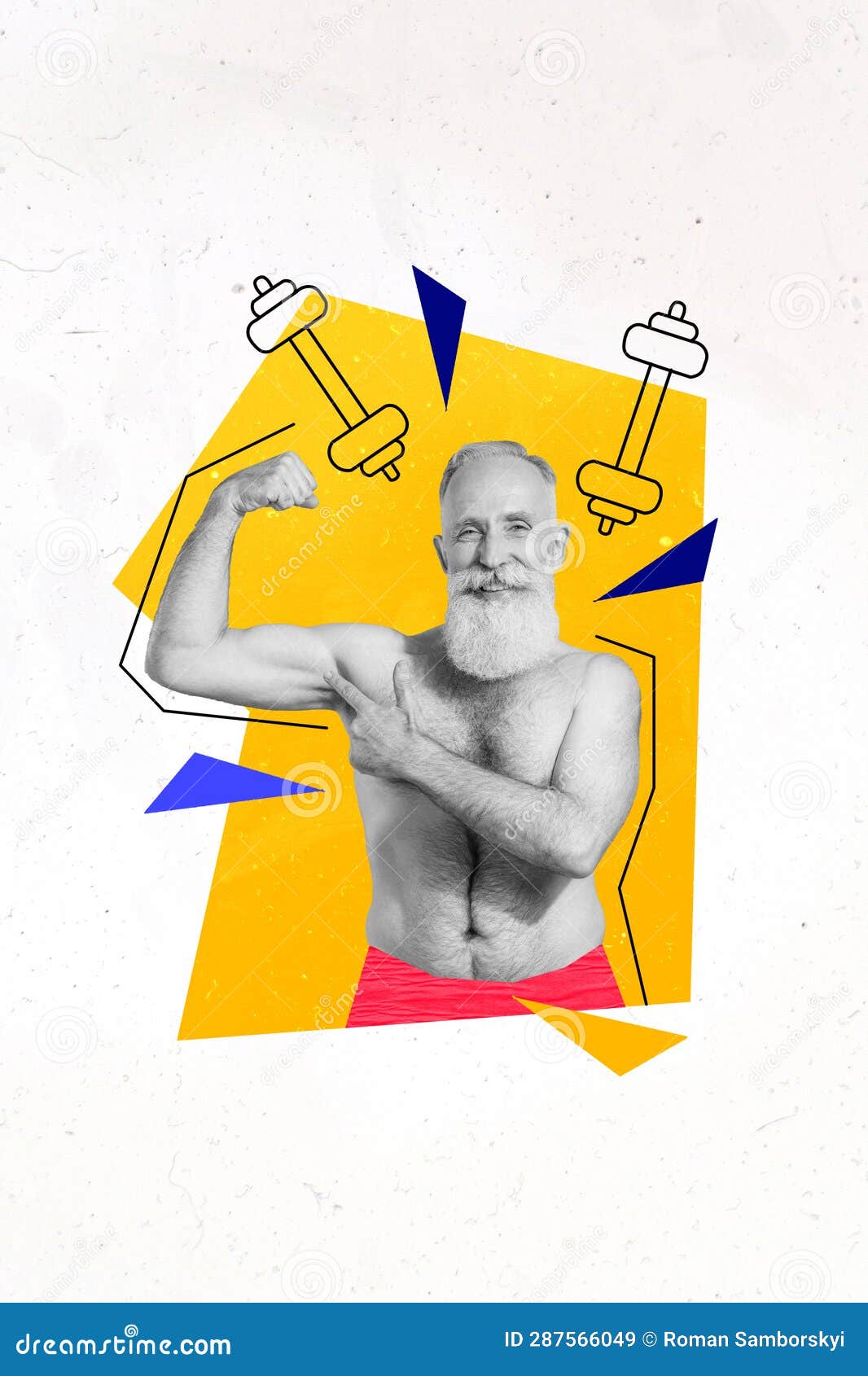 Creative Graphics Collage Image of Strong Cool Guy Pointing Finger ...