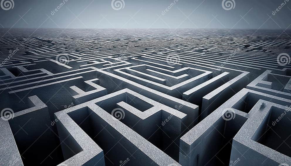 Creative Gray Maze Backdrop Stock Illustration - Illustration of ...