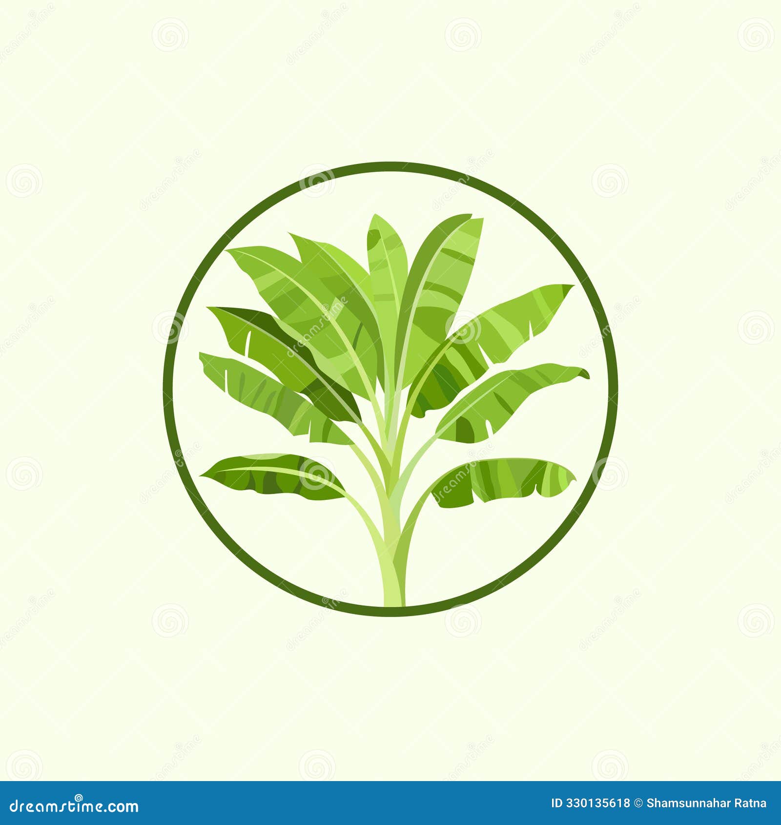 Creative Green Banana Tree Design with Circle Shape Stock Illustration ...