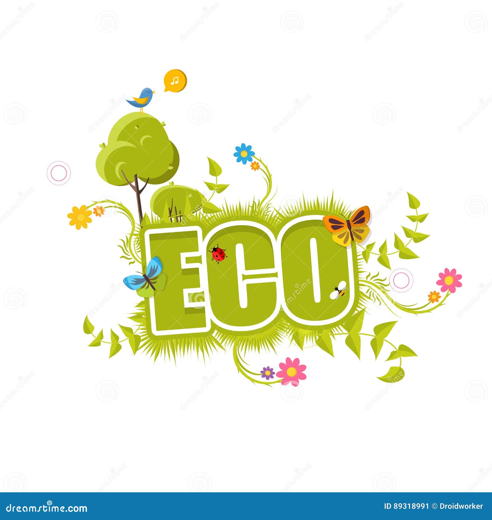 Creative Green Eco Label Design. Stock Vector - Illustration of ...