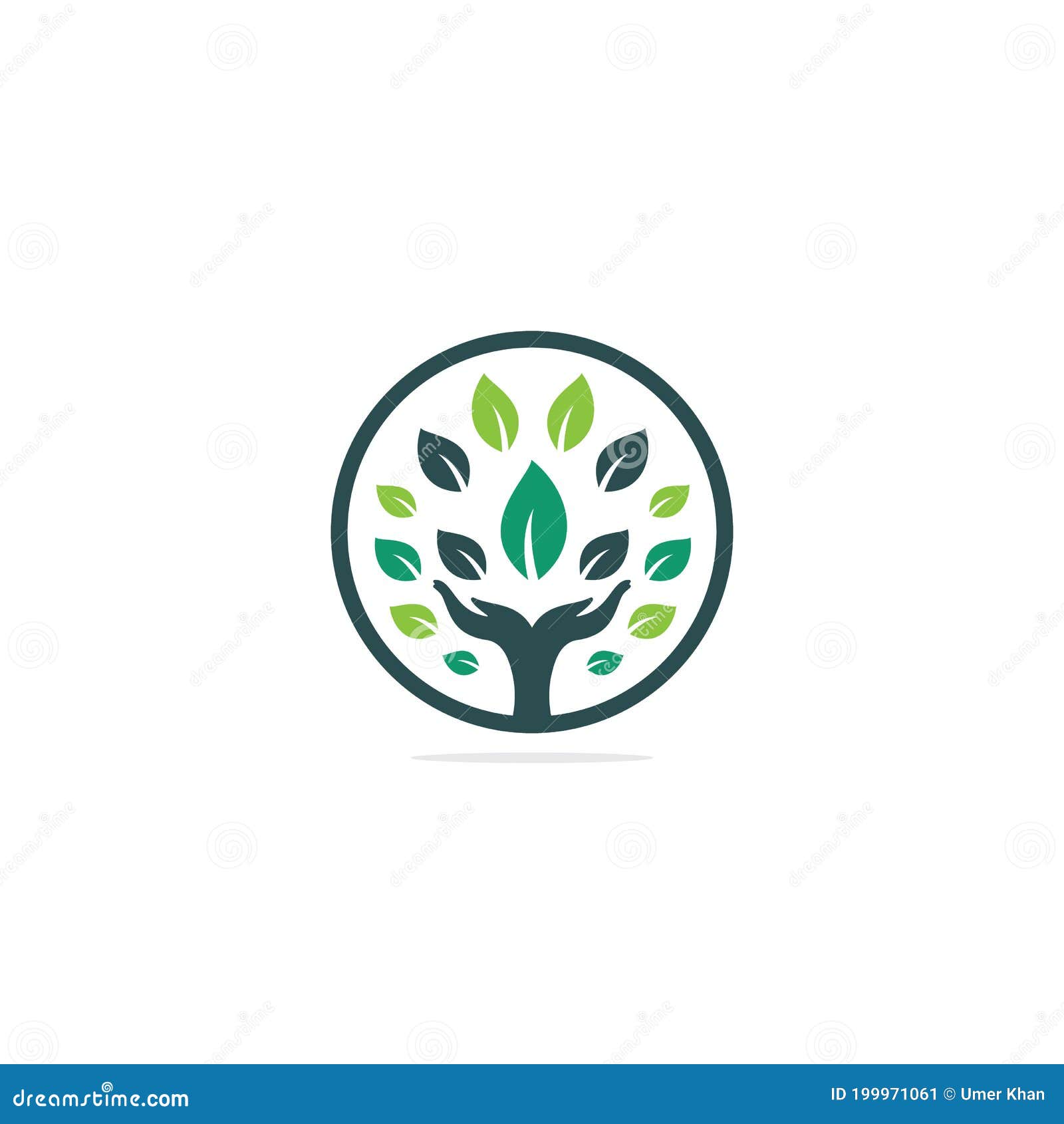 Creative Green Hand Tree Logo Design Template. Stock Vector ...