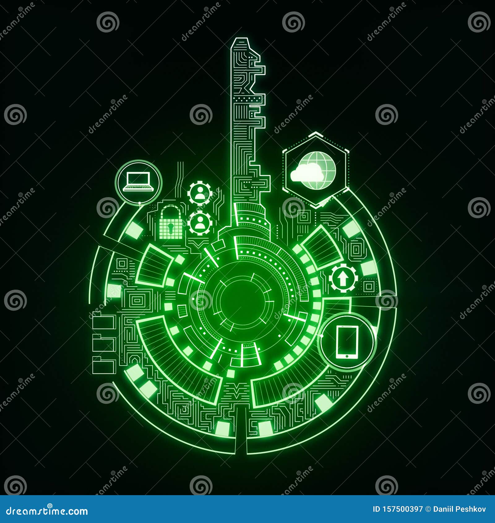 Creative Green Key Interface Background Stock Illustration ...