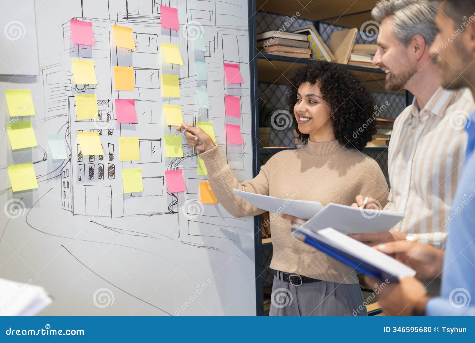 Creative Group or Business People Planning Innovation with Sticky Notes ...