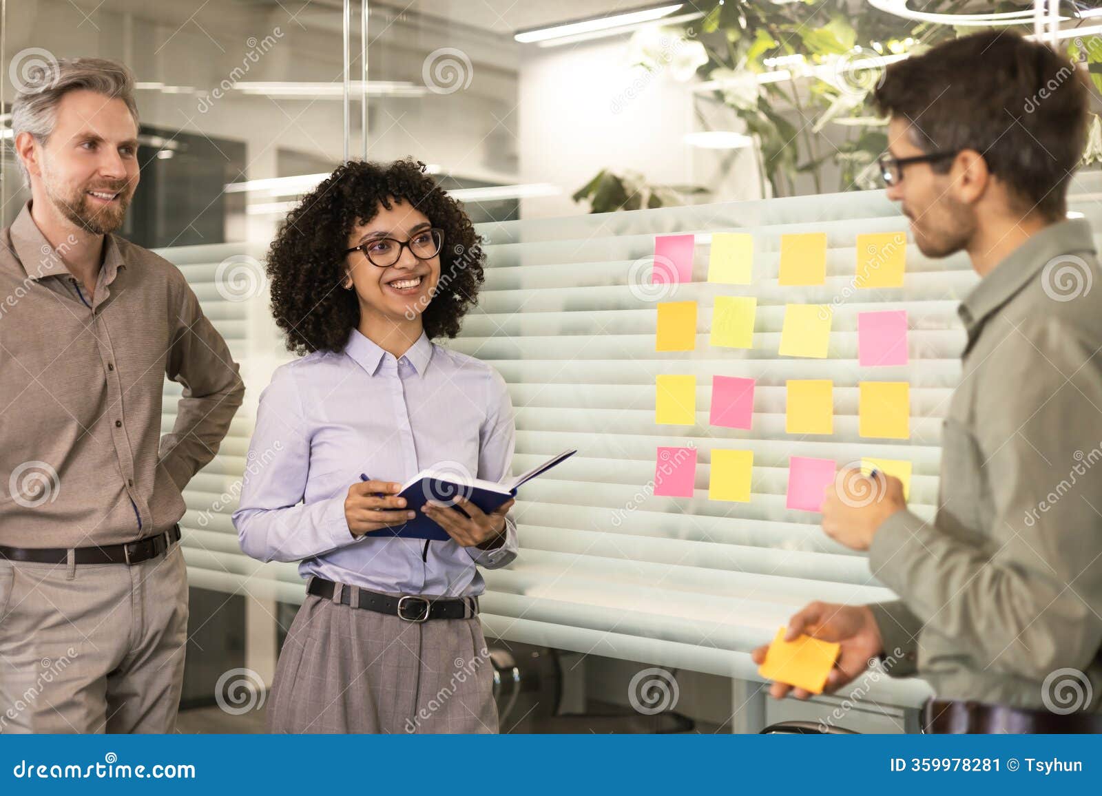 Creative Group or Business People Planning Innovation with Sticky Notes ...