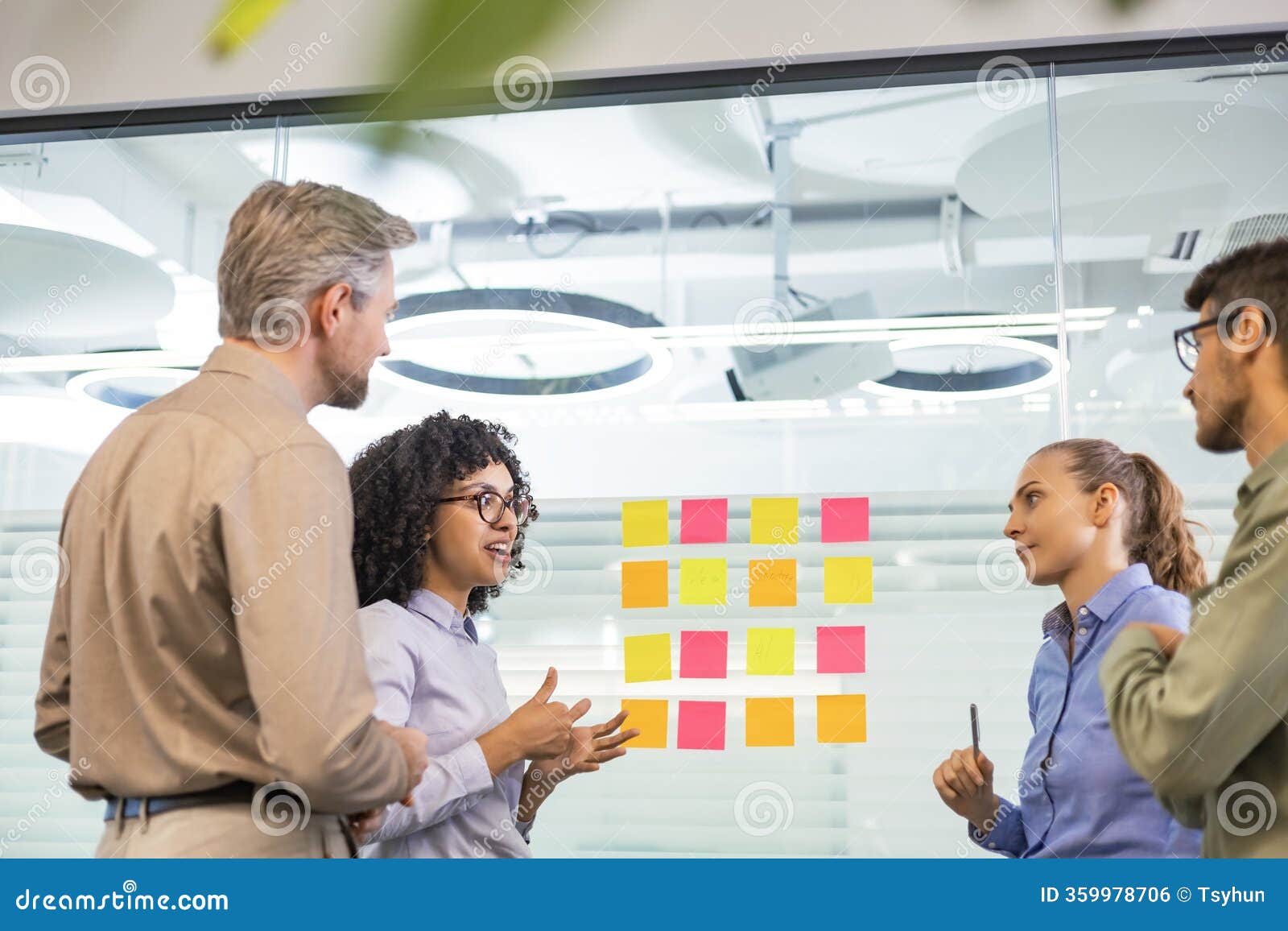 Creative Group or Business People Planning Innovation with Sticky Notes ...