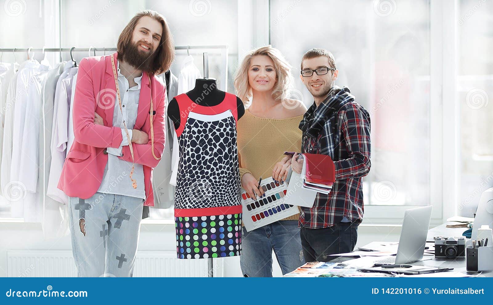 Creative Group of Designers Standing in a Modern Studio.photo with Copy ...