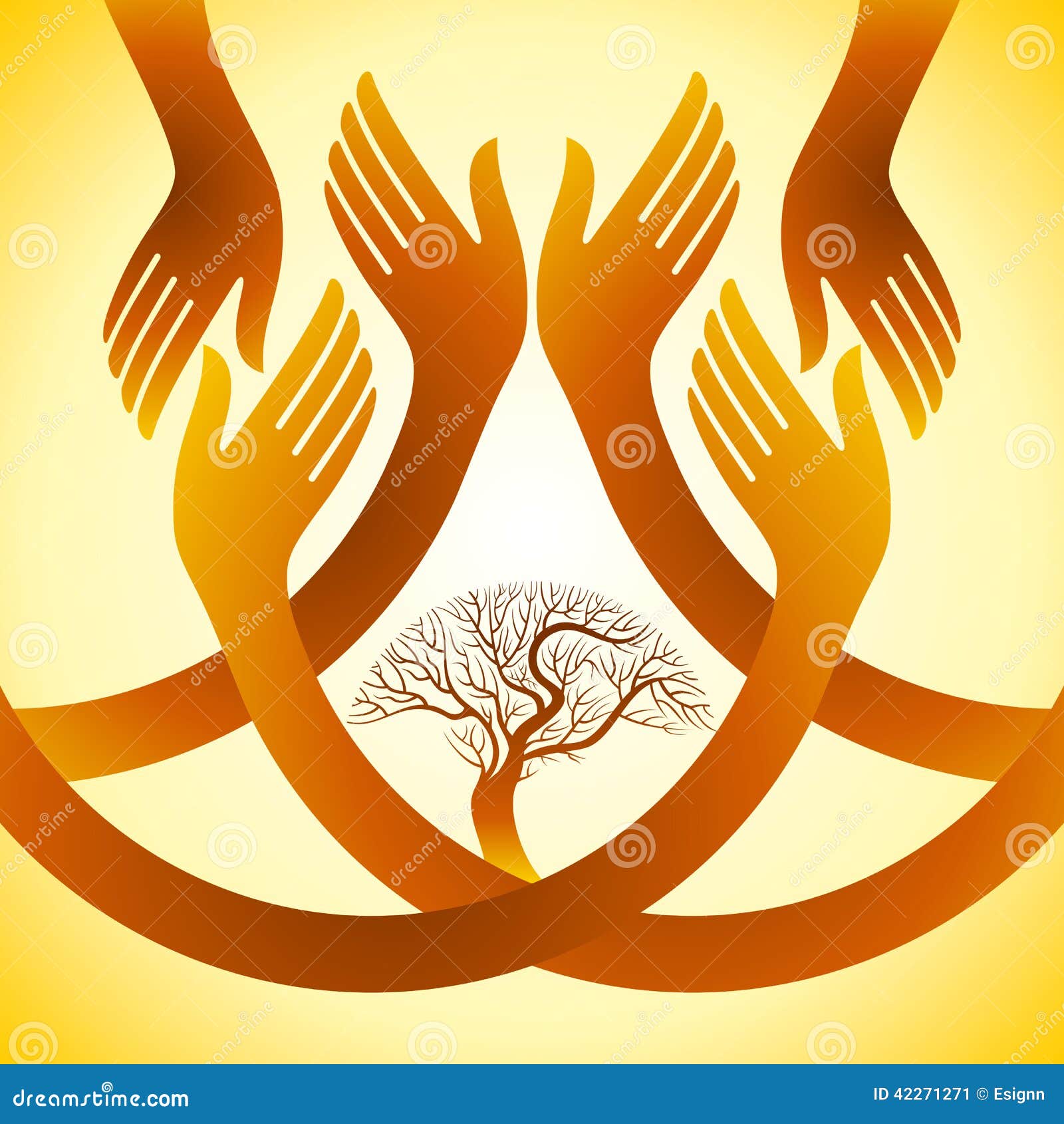 Creative Group of Hands with Save Tree,illustration Stock Vector ...