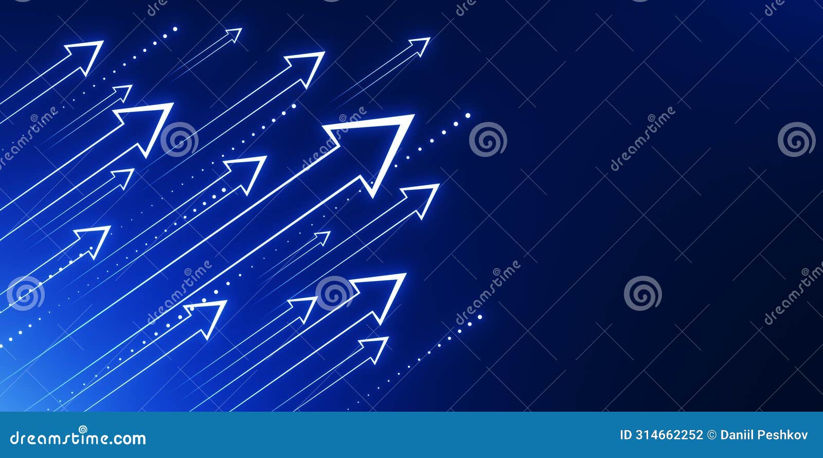 Creative Growing Arrows on Blue Background with Mock Up Place. Success ...