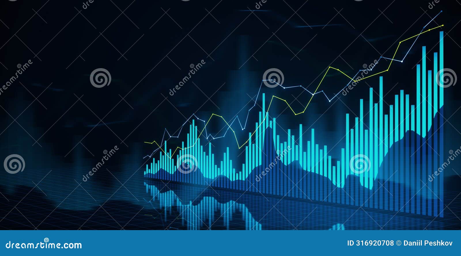 Creative Growing Candlestick Forex Chart on Blue Grid Texture ...
