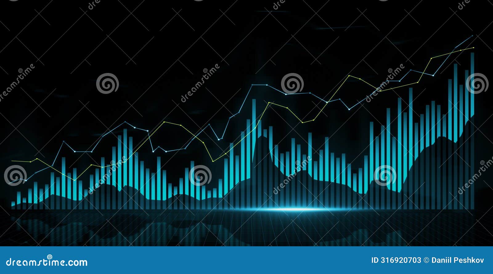 Creative Growing Candlestick Forex Chart on Blue Grid Wallpaper ...
