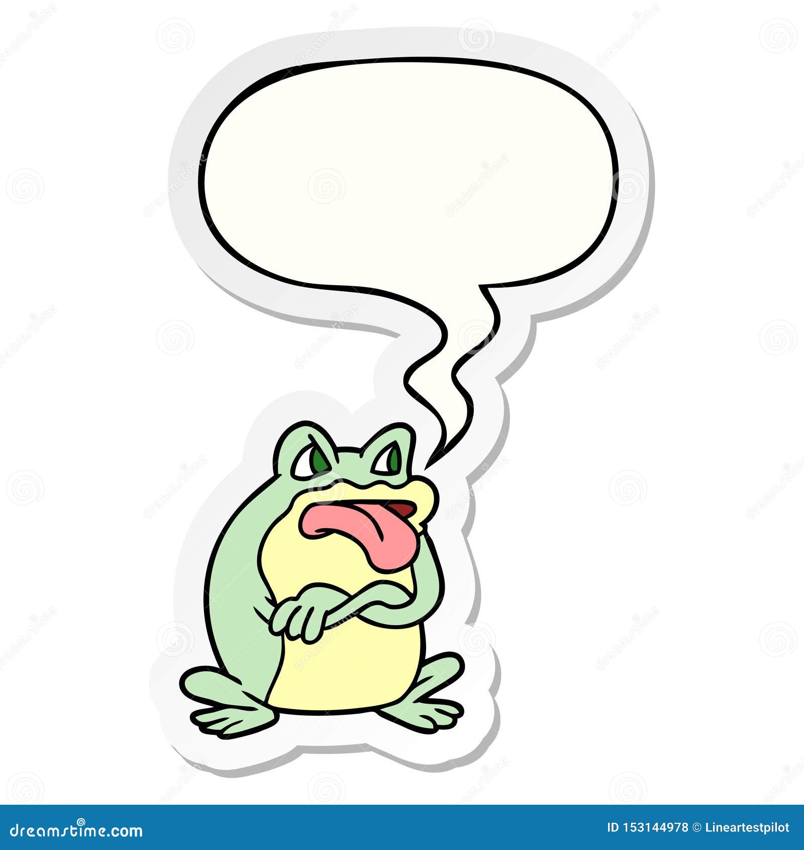 A Creative Grumpy Cartoon Frog and Speech Bubble Sticker Stock Vector ...