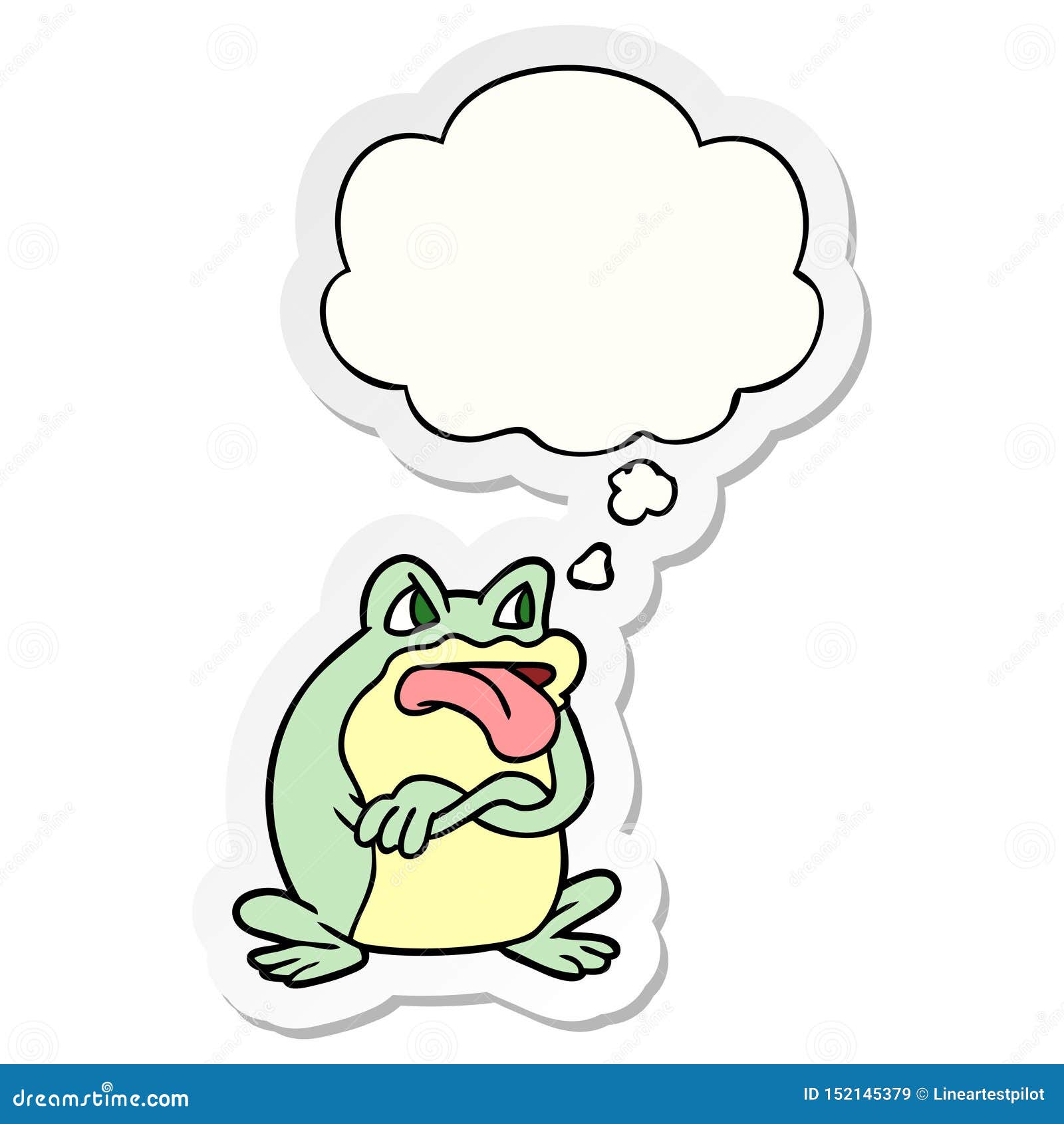 A Creative Grumpy Cartoon Frog and Thought Bubble As a Printed Sticker ...