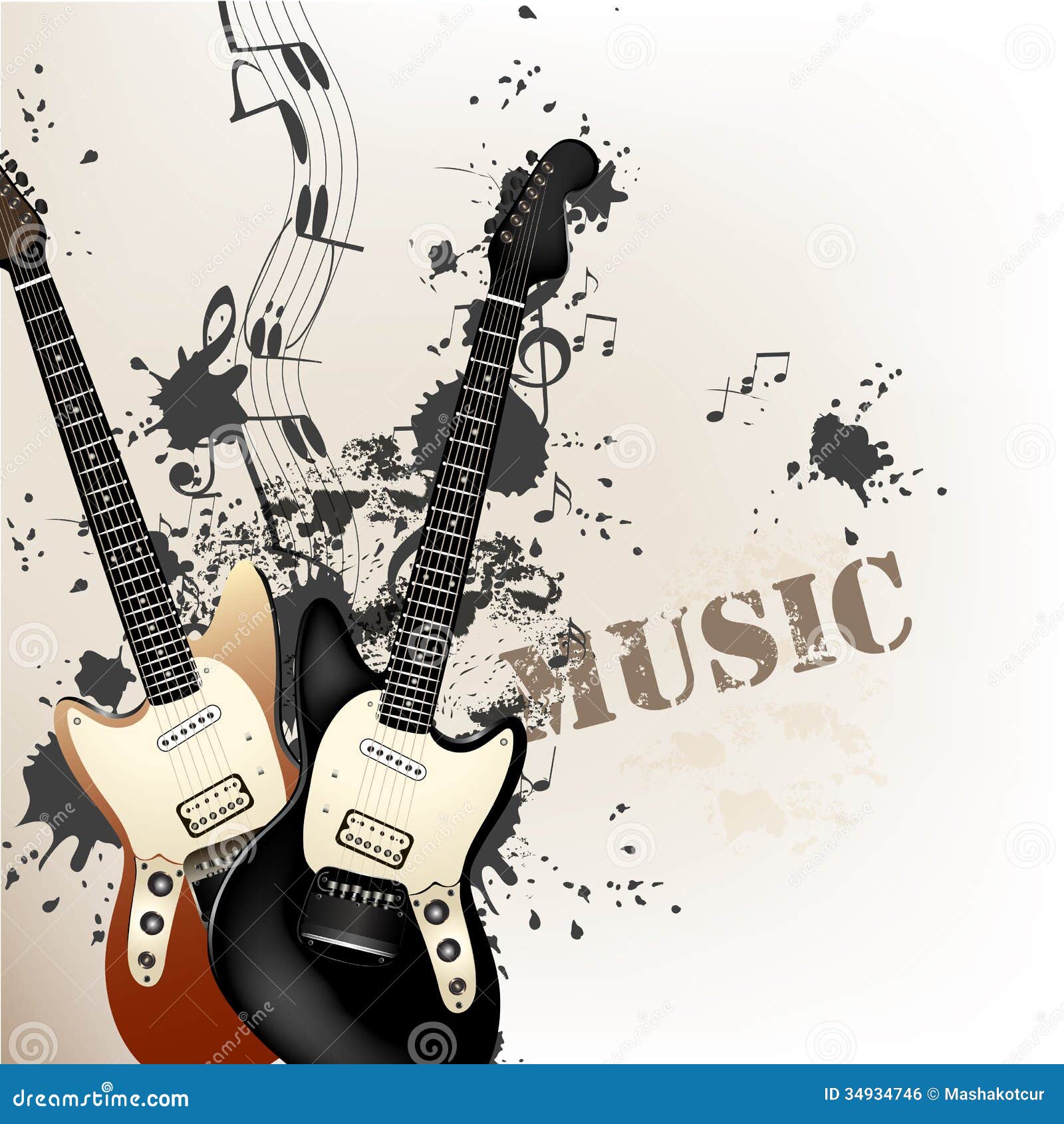 Creative Grunge Music Background with Bass Guitars Stock Vector ...