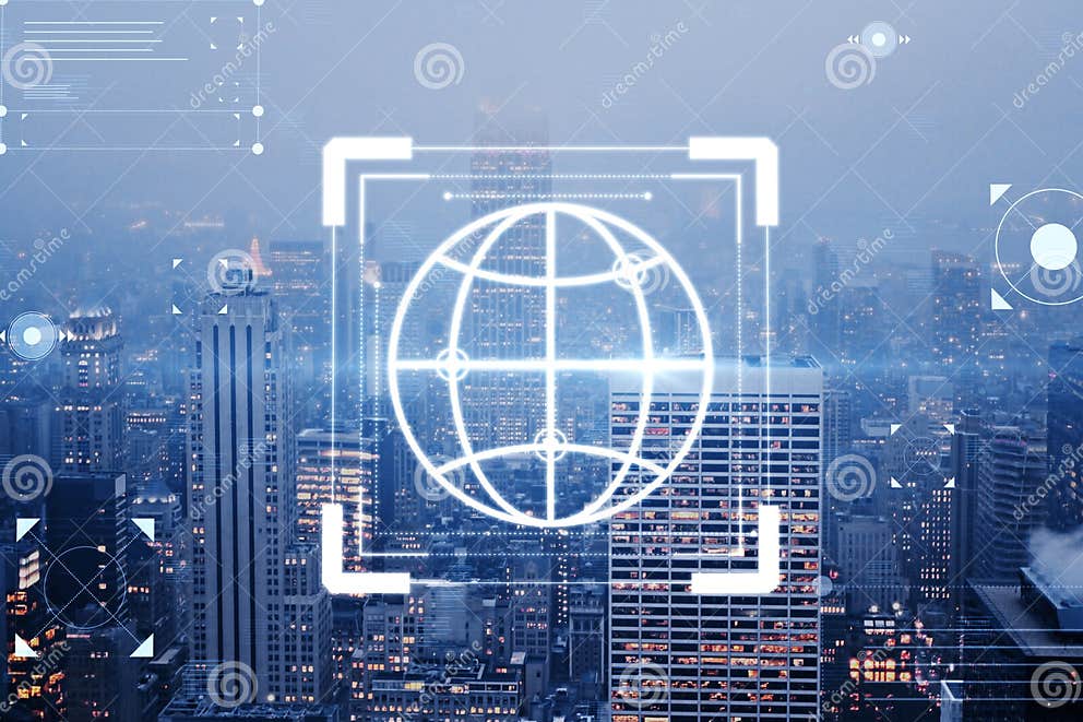 Creative Hacking Interface on Daylight City Background. Code Window ...