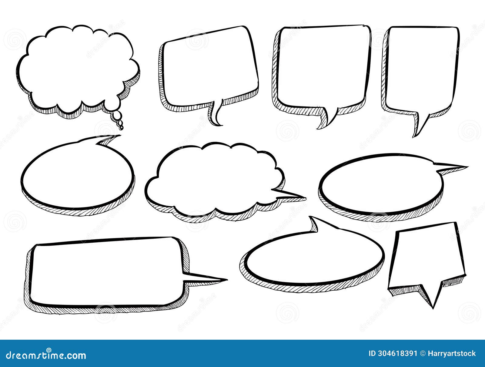 Creative Hand Draw Chat Sketch Set Design Stock Vector - Illustration ...