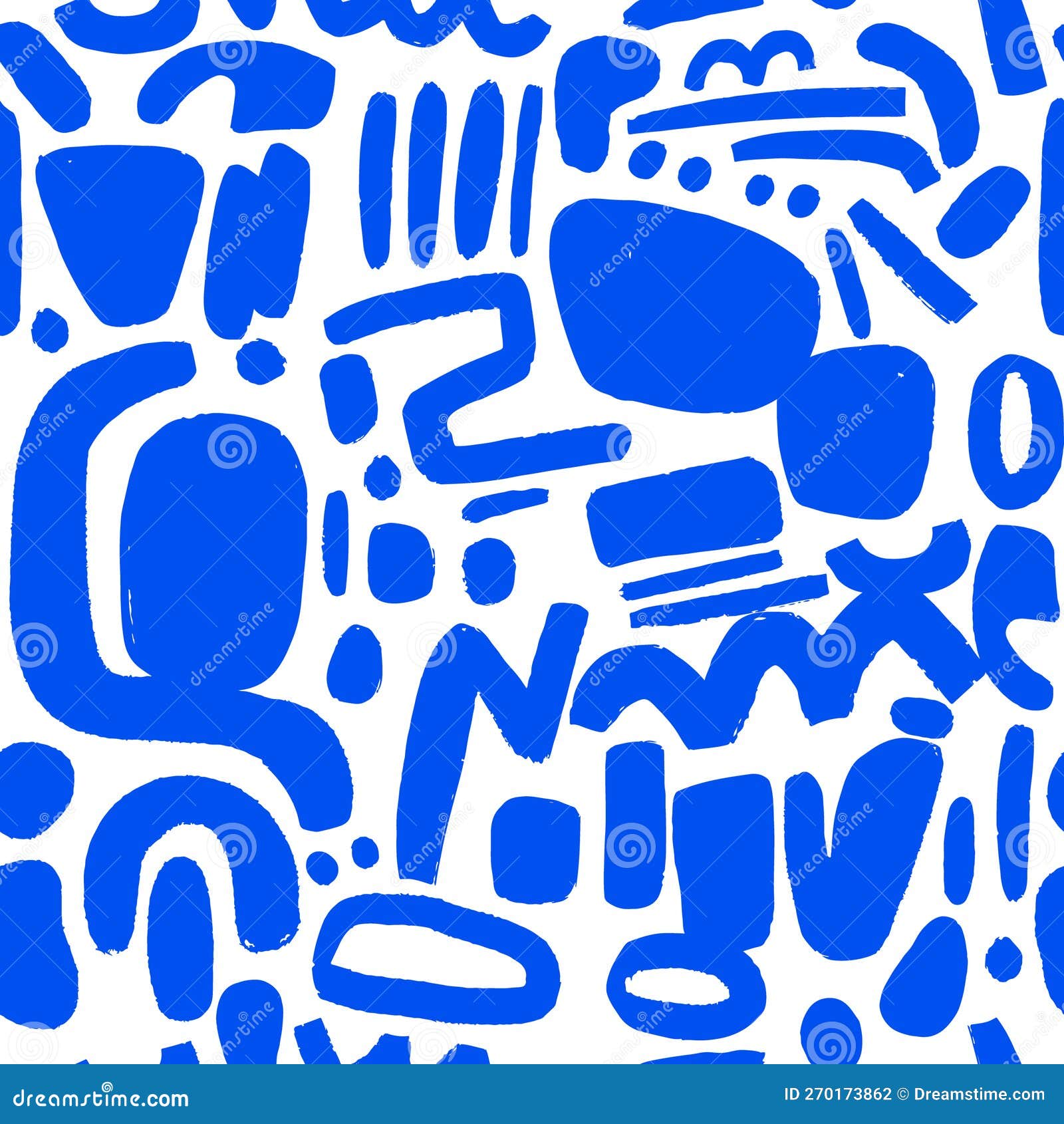 Creative Hand Drawn Abstract Shapes Texture. Seamless Artistic Pattern ...