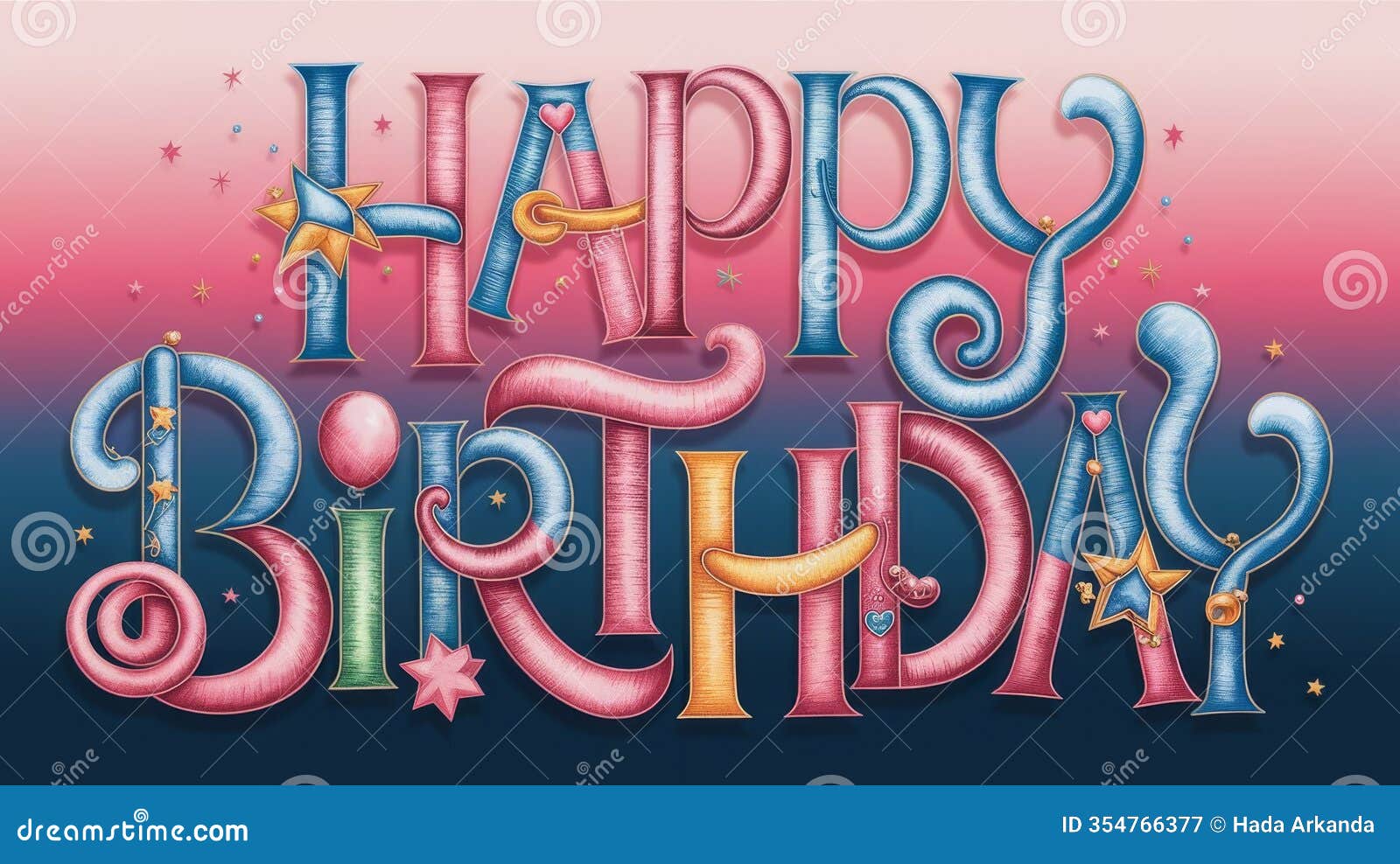 Creative Hand-Drawn Happy Birthday Text in Artistic Style Stock ...