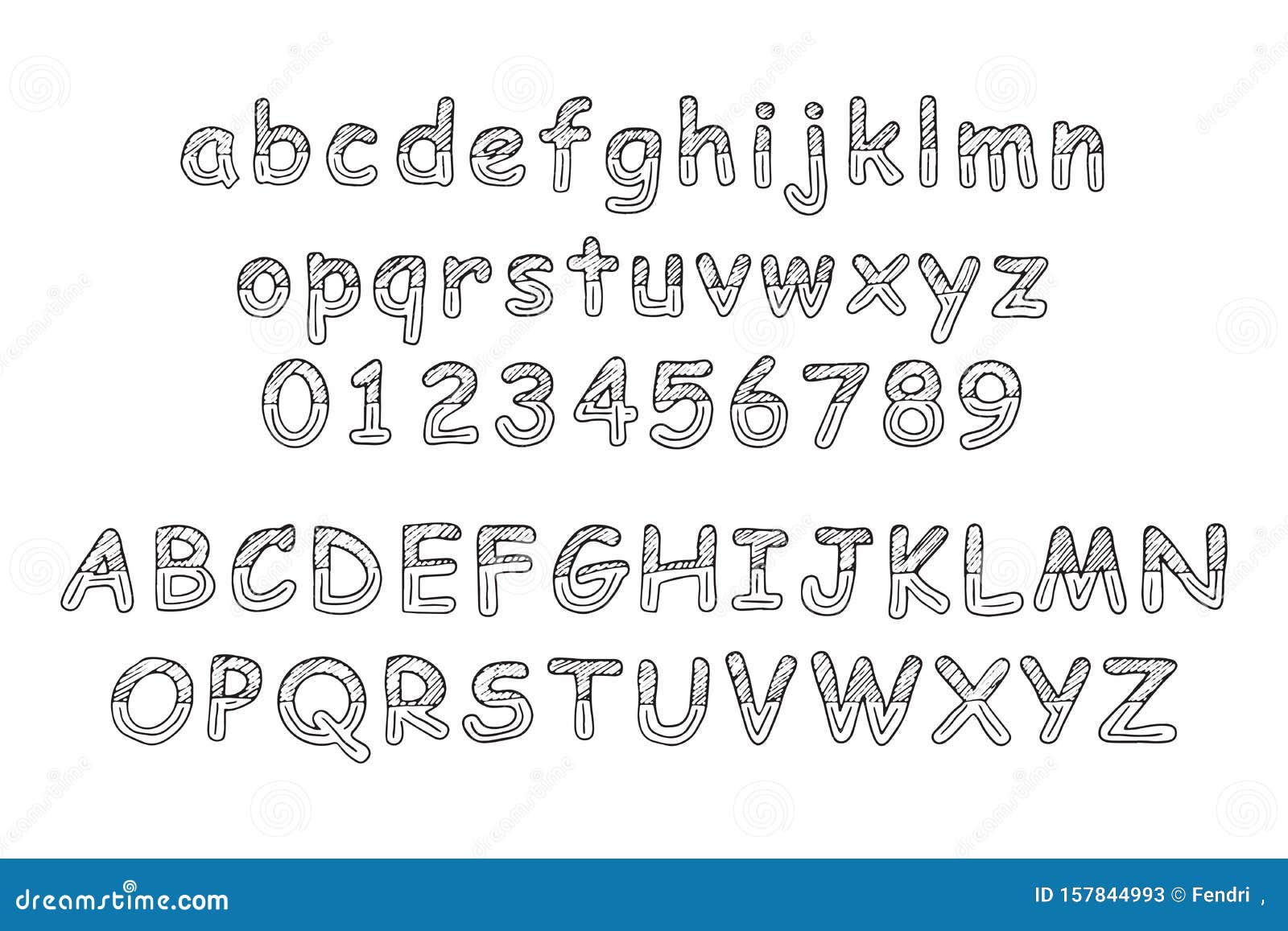 HAND DRAWN STYLE ALPHABET DESIGN Stock Vector - Illustration of numbers ...