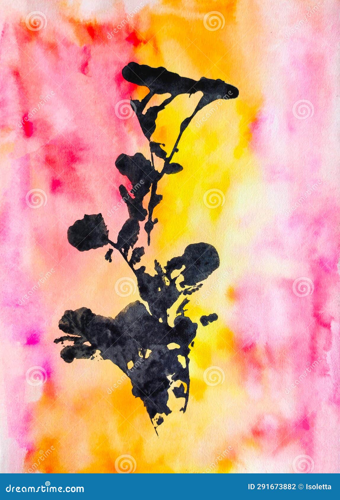Creative Hand Painted Texture with Plant Imprints. Colorful Paper ...