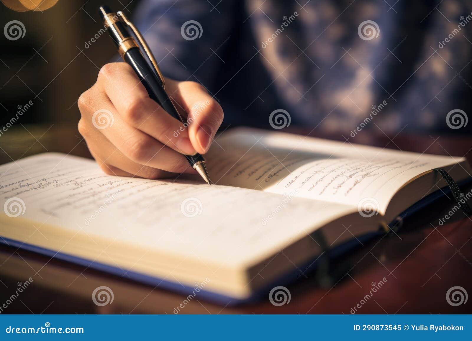 Creative Hands Writing Book Pencil Sunset. Generate Ai Stock Image ...