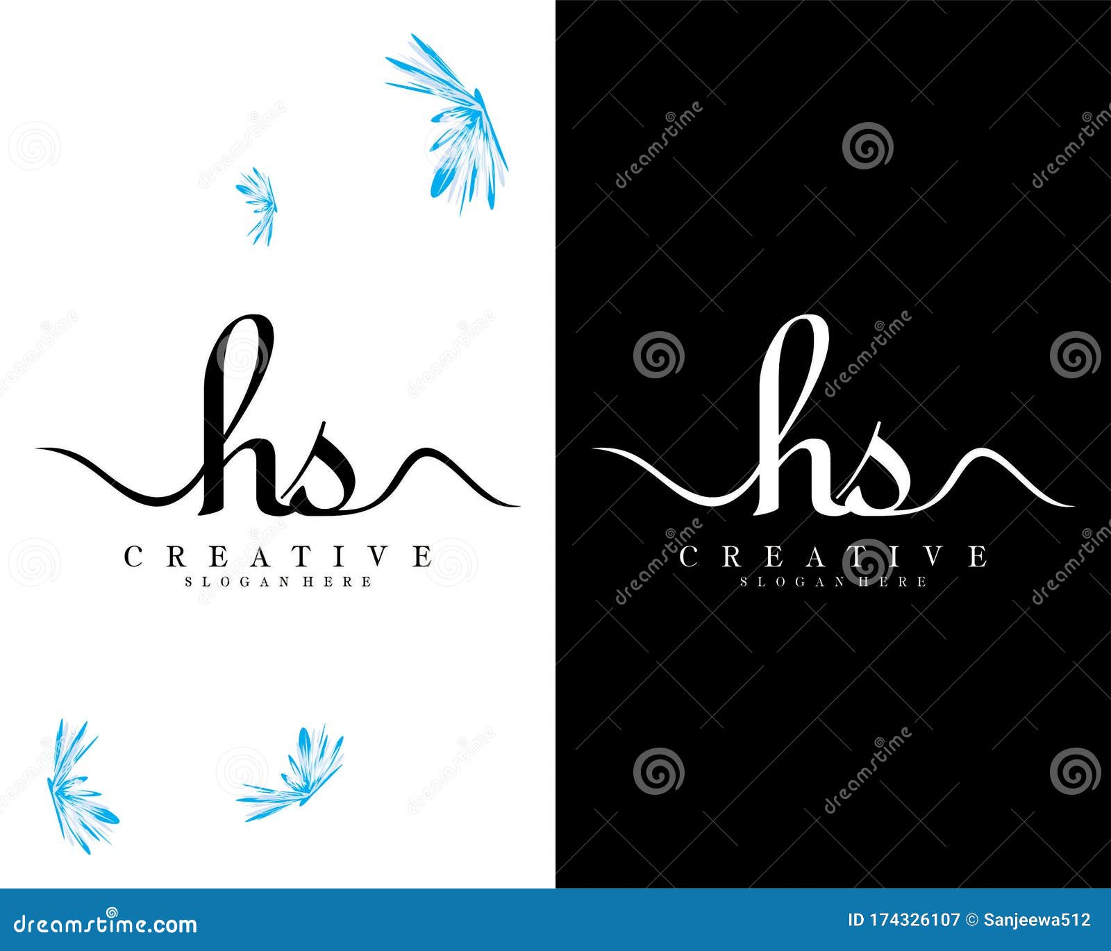 Creative Handwriting Hs, Sh Letter Logo Design Vector Stock Vector ...