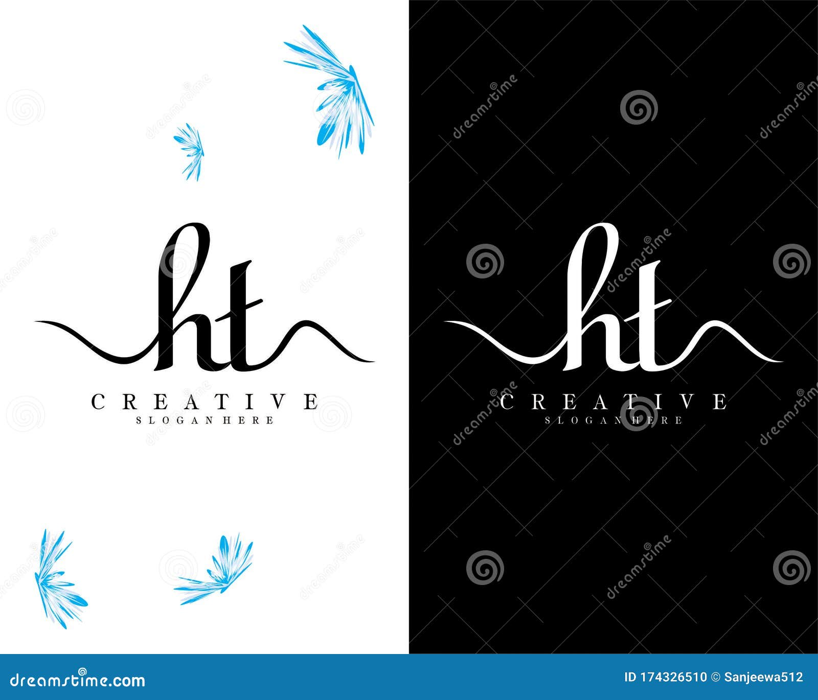 Creative Handwriting Ht, Th Letter Logo Design Vector Stock Vector ...