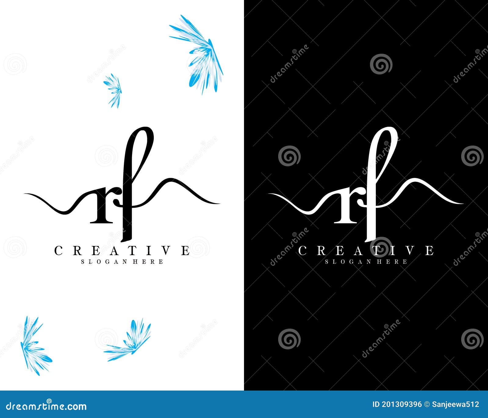 Creative Handwriting Letter Rf, Fr Logo Design Template Vector Stock ...