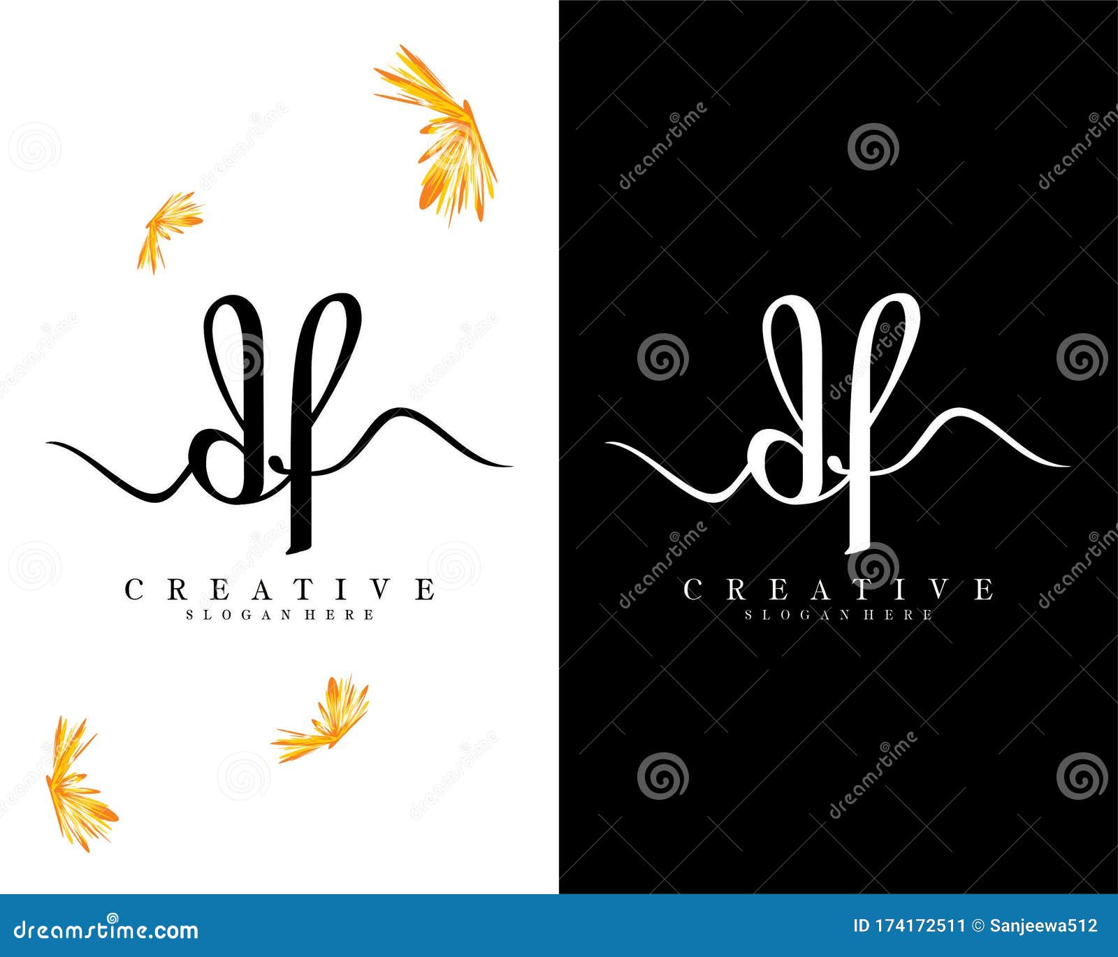 Creative Handwriting Letter Df, Fd Logo Design Vector | CartoonDealer ...