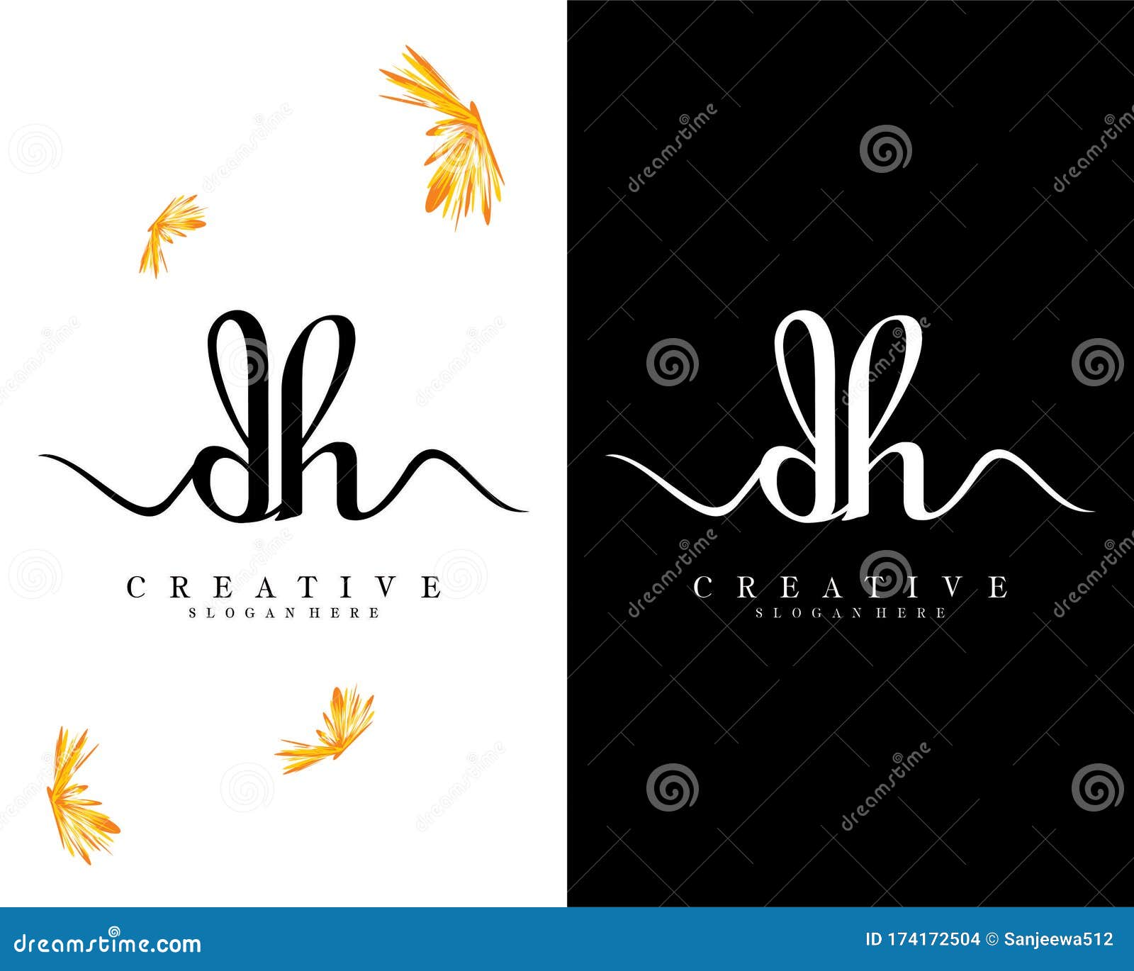 Creative Handwriting Letter Dh, Hd Logo Design Vector | CartoonDealer ...
