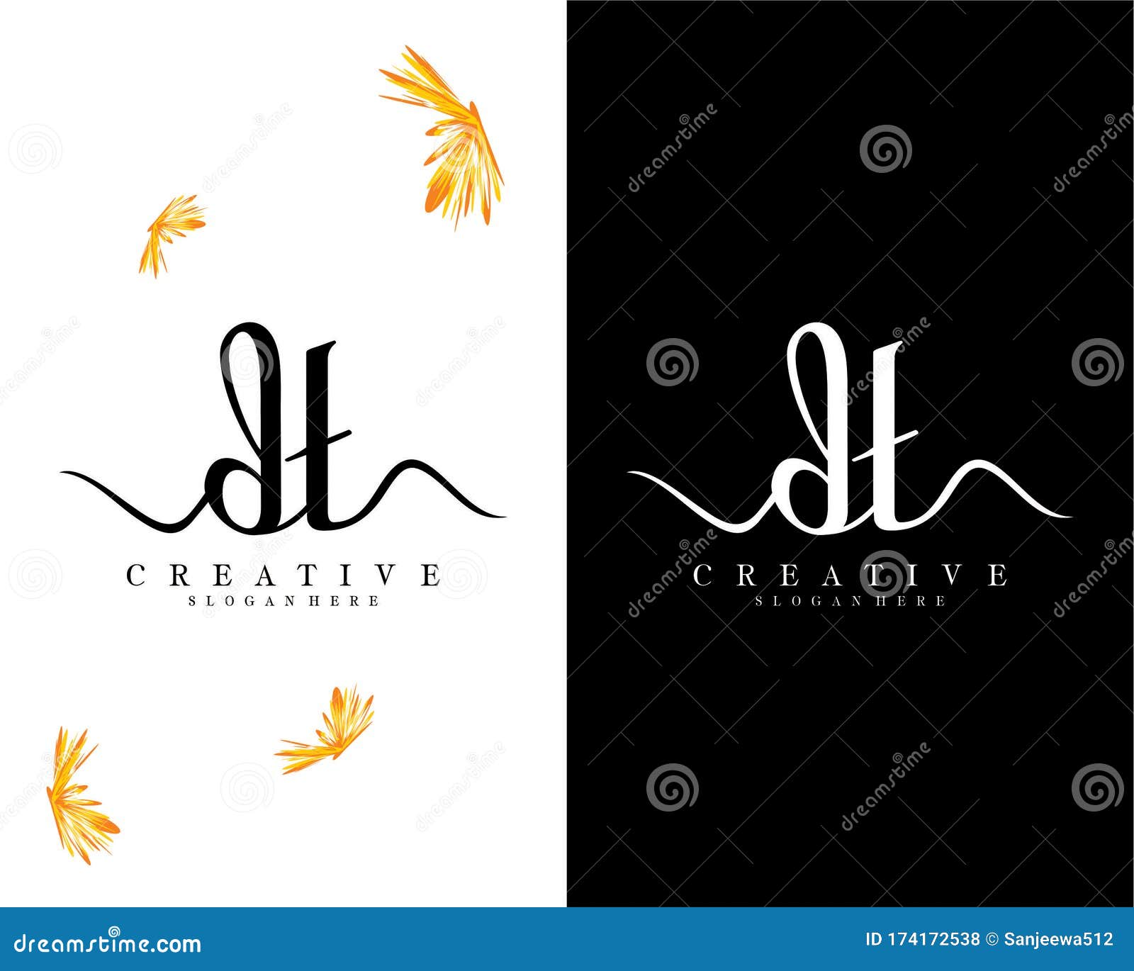 Creative Handwriting Letter Dt, Td Logo Design Vector Stock Vector ...