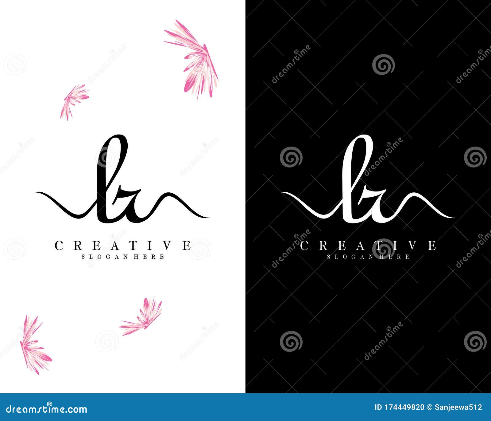 Creative Handwriting Script Letter Lr, Rl Logo Design Vector Stock ...