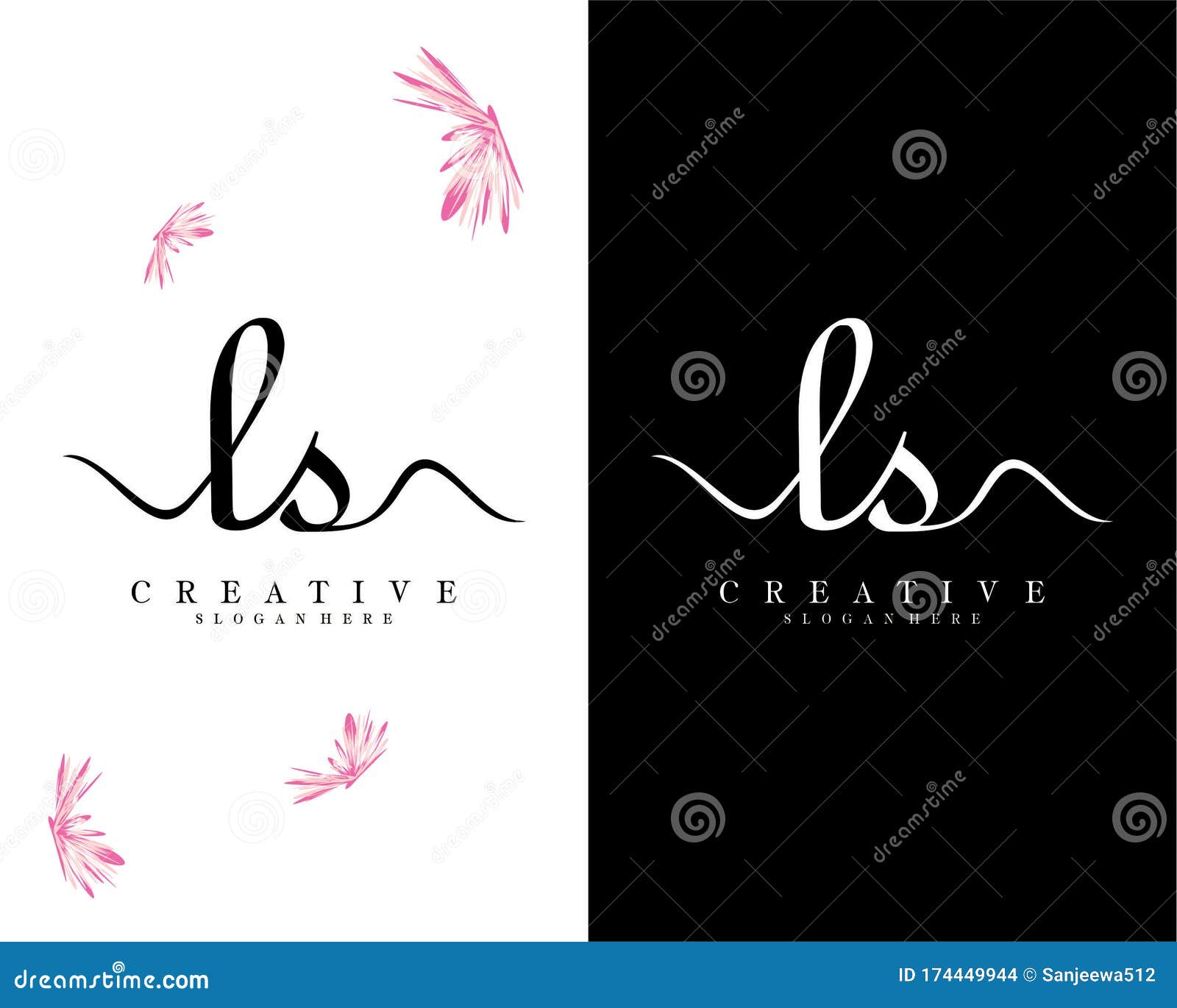 Creative Handwriting Script Letter Ls, Sl Logo Design Vector Stock ...