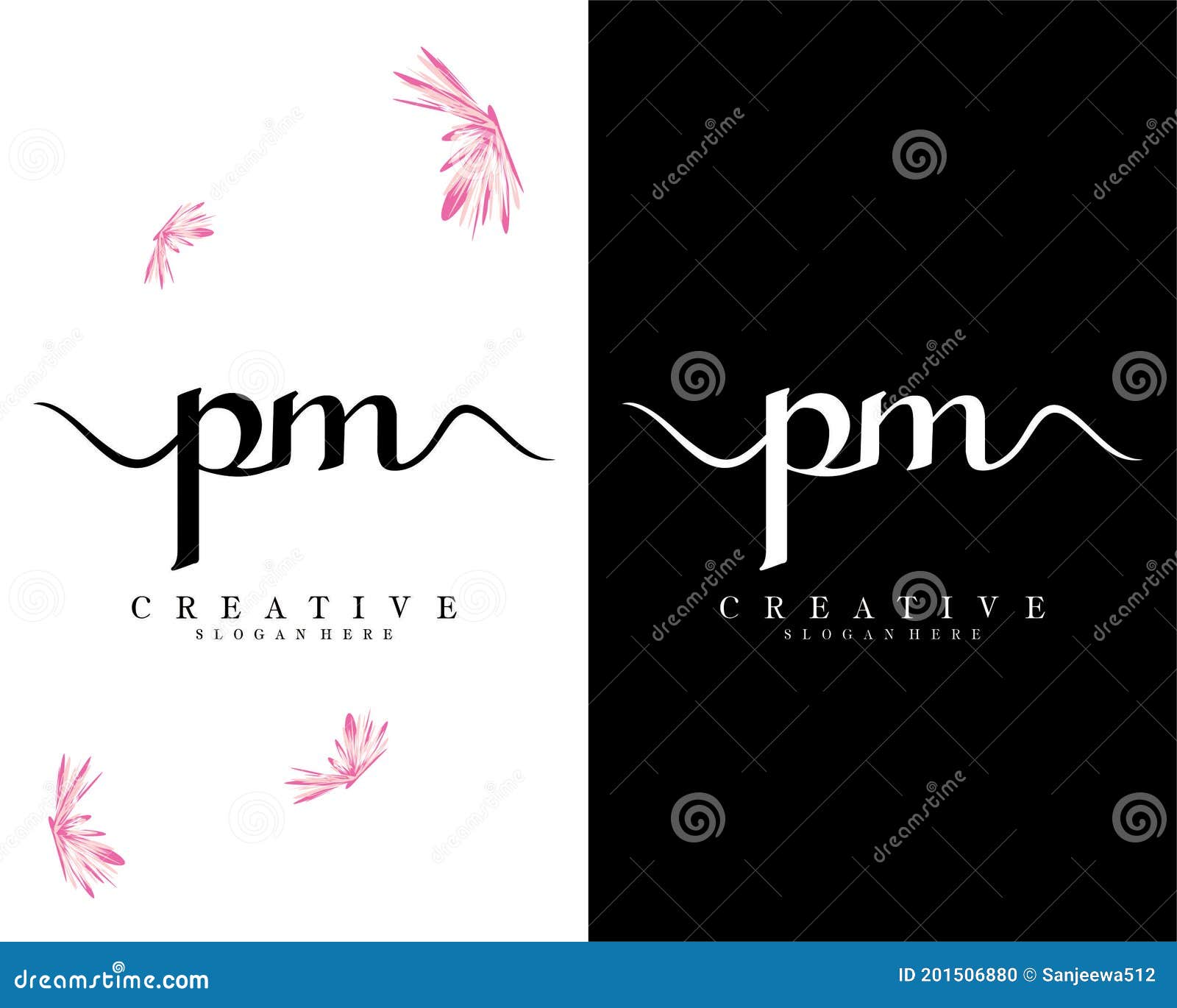 Creative Handwriting Script Letter Pm, Mp Logo Design Vector Stock ...