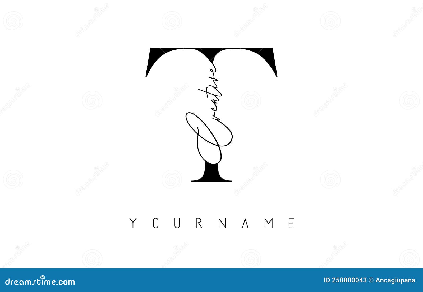 Creative Handwritten T Logo with Text Concept Design Stock Vector ...