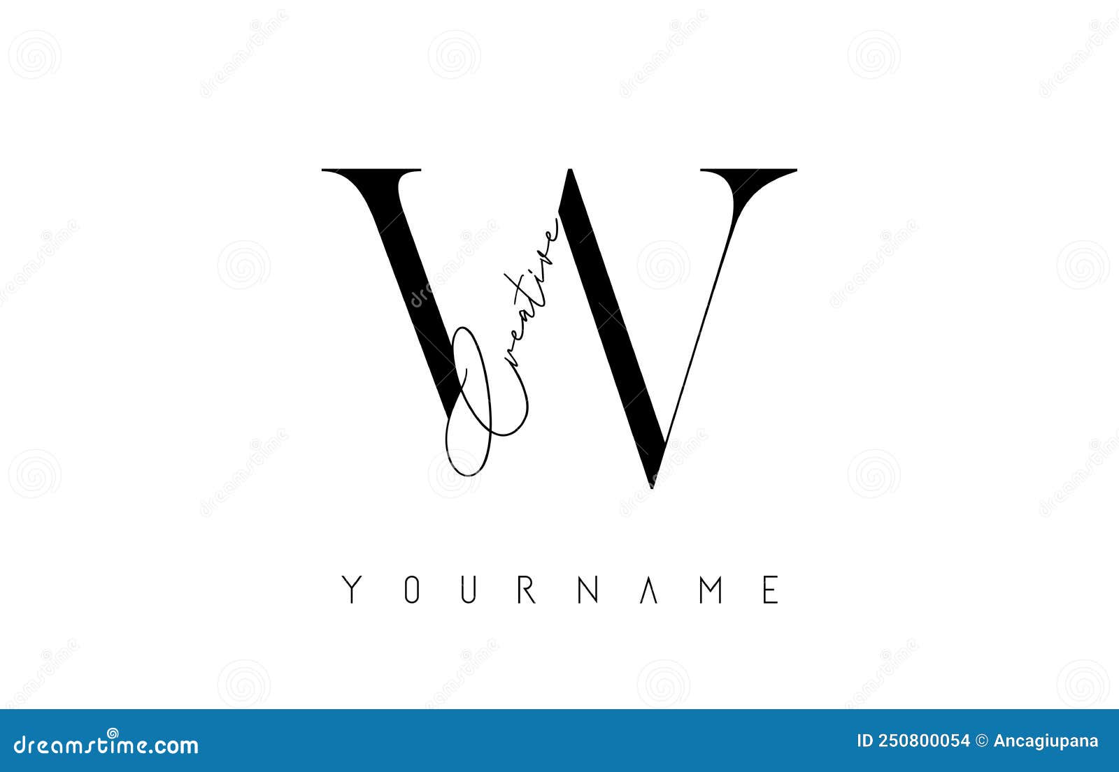 Creative Handwritten W Logo with Text Concept Design Stock Vector ...