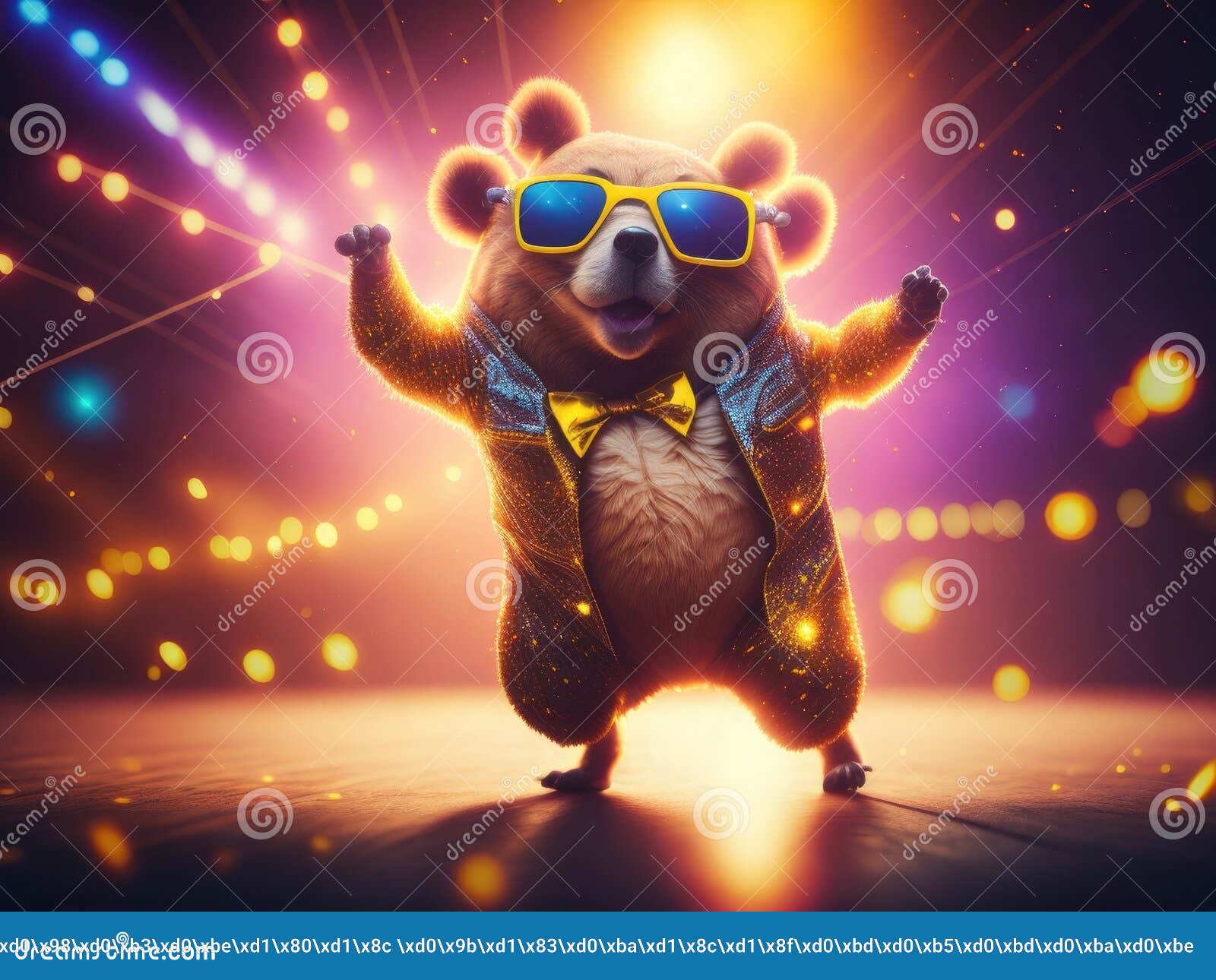 Creative Happy Bear in Disco Clothes Dance. Ai Generative Stock ...