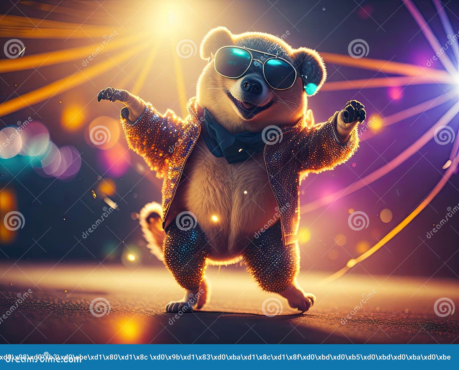Creative Happy Bear in Disco Clothes Dance. Ai Generative Stock ...