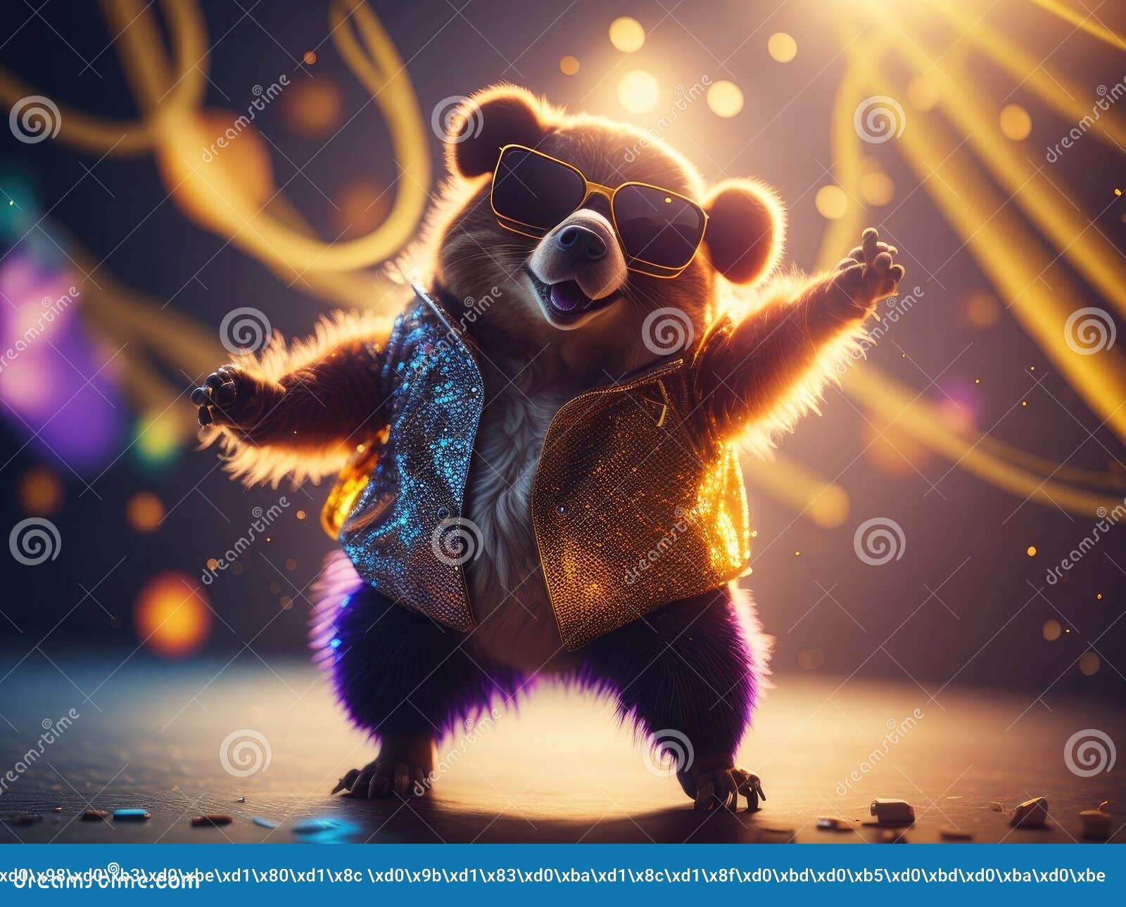 Creative Happy Bear in Disco Clothes Dance. Ai Generative Stock ...