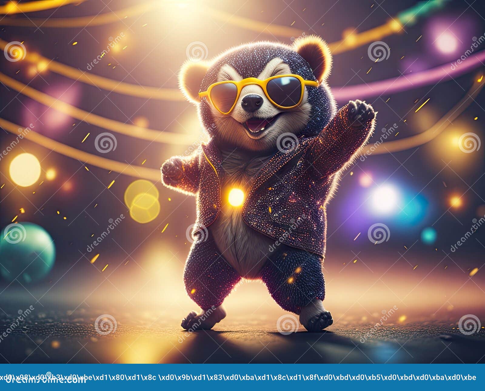Creative Happy Bear in Disco Clothes Dance. Ai Generative Stock ...