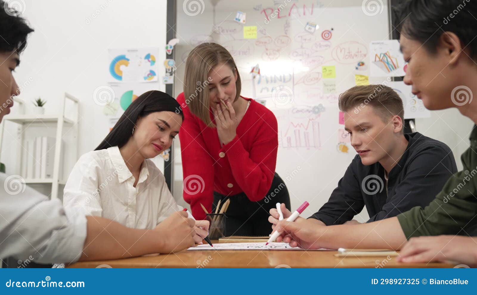 Creative Happy Business Team Brainstorming Idea by Using Mind Map ...