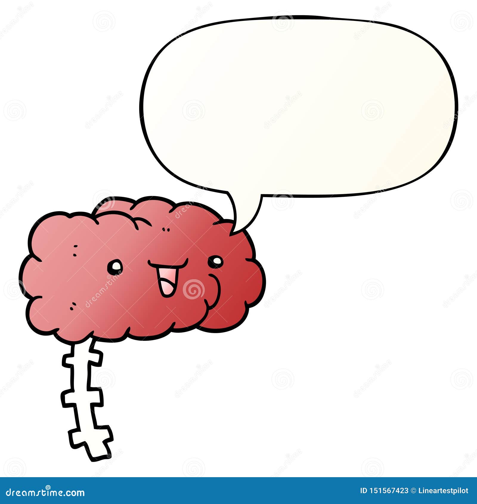 A Creative Happy Cartoon Brain and Speech Bubble in Smooth Gradient ...